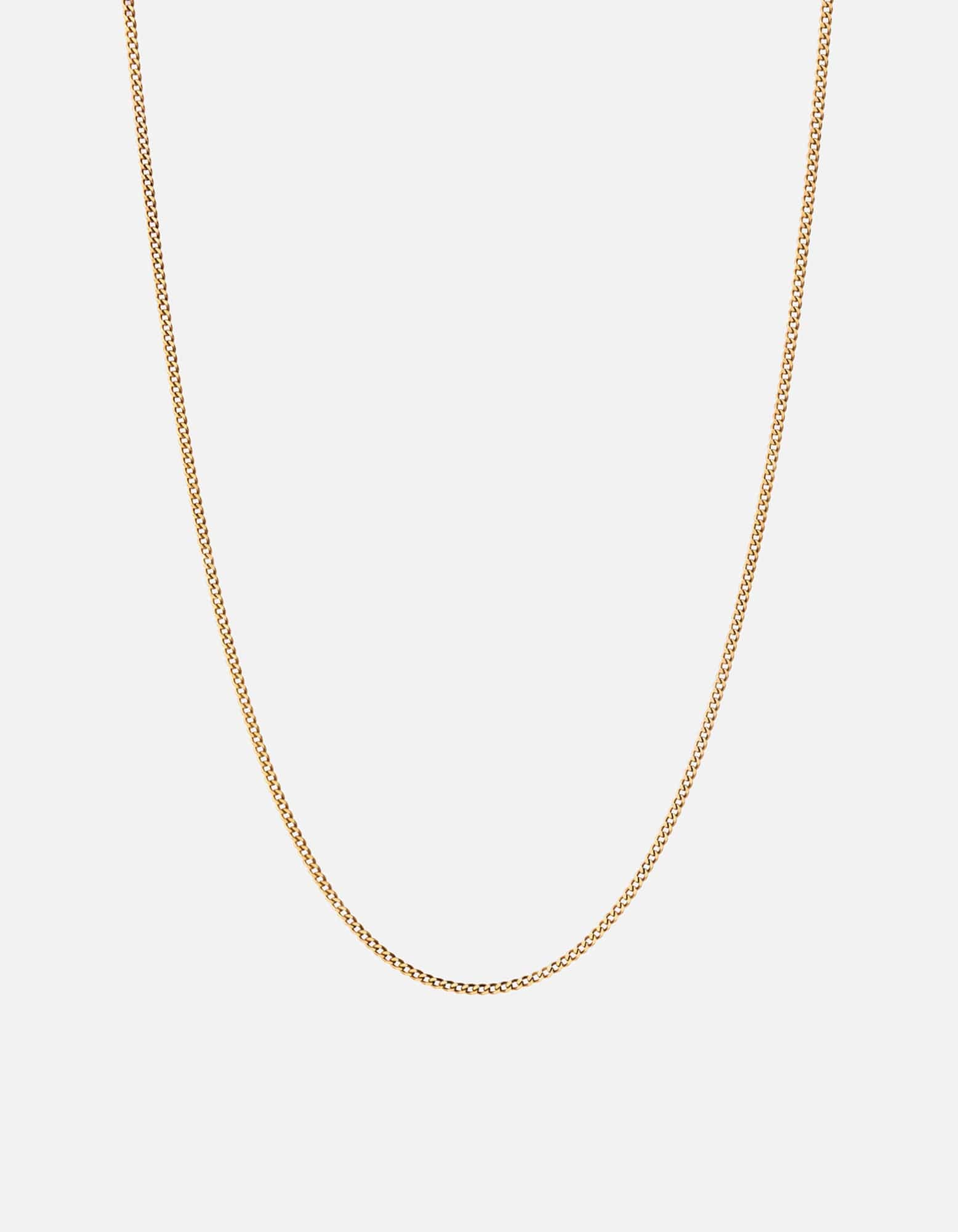 2mm Cuban Chain Necklace, Gold - Borderfree