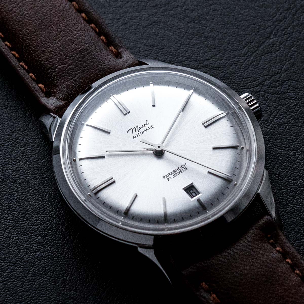 DIY Watchmaking Kit | 38.5mm Mosel with Date - Silver Vintage Dress Watch w/ Miyota 8215 or 8315 ...