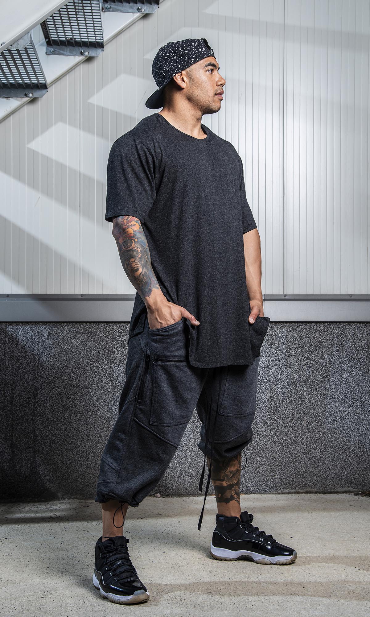 Mid-calf Pants with Rib Knee Pads - Borderfree