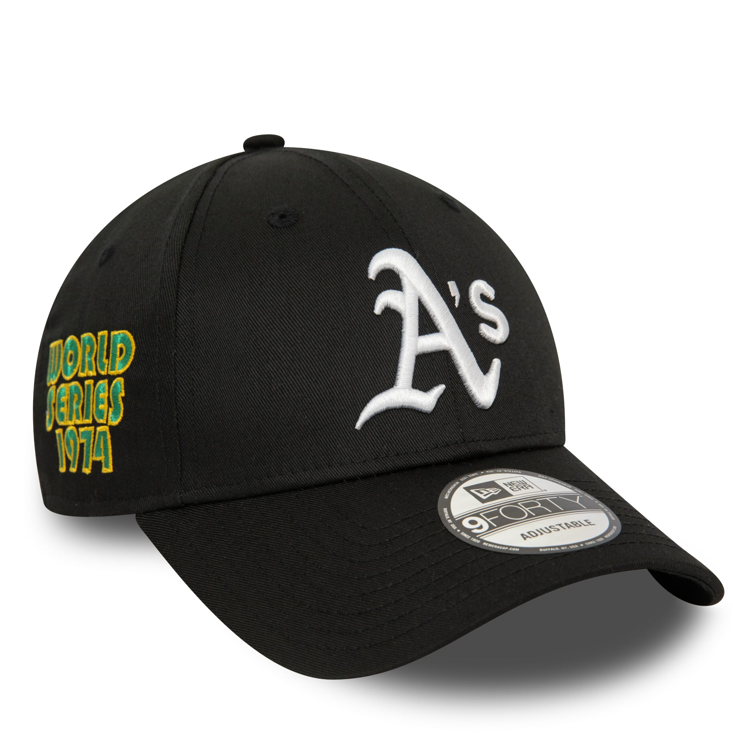 NEW ERA 9FORTY MLB OAKLAND ATHLETICS SIDE PATCH BLACK CAP - Borderfree