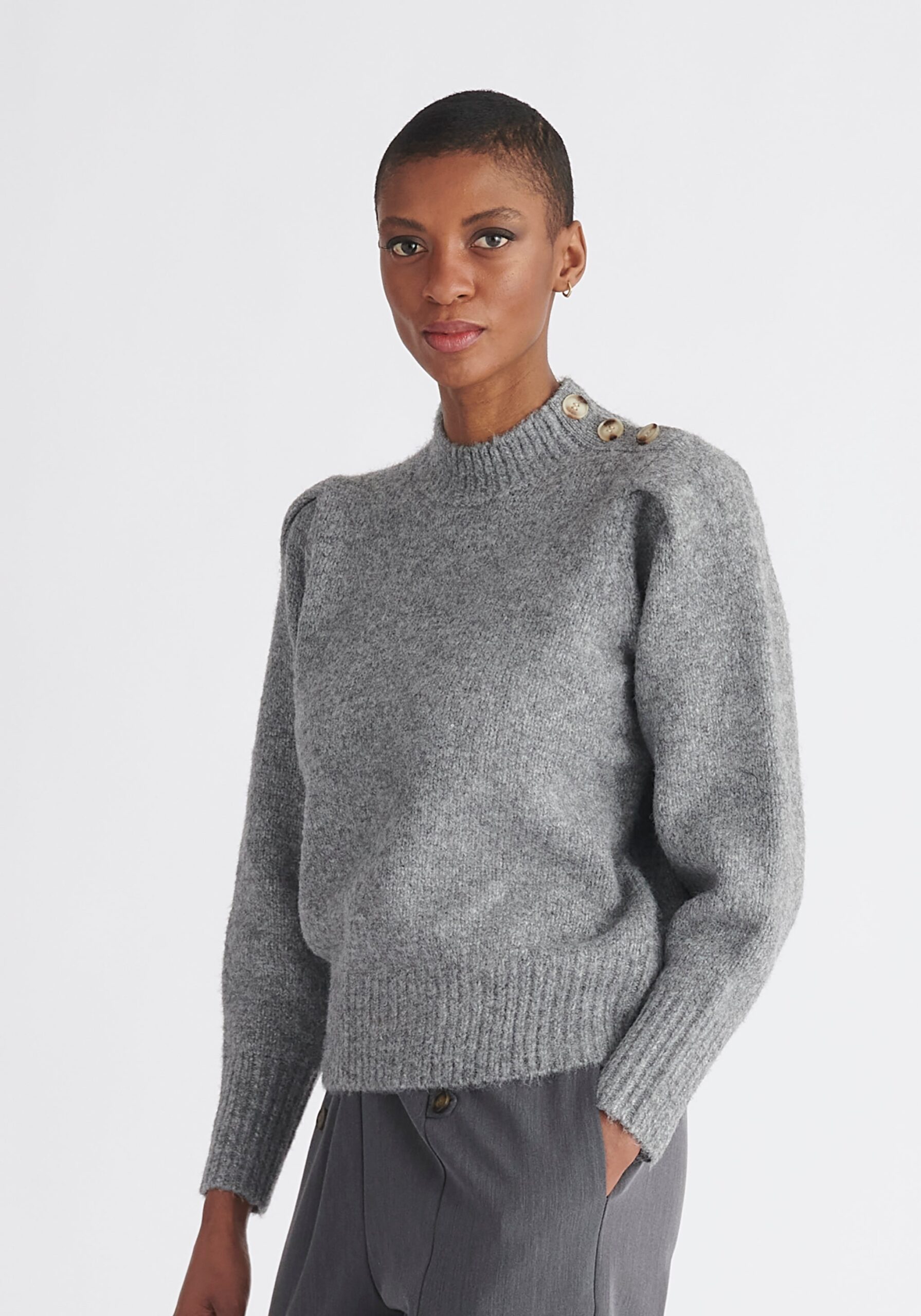 Buttoned Shoulder Jumper - Borderfree