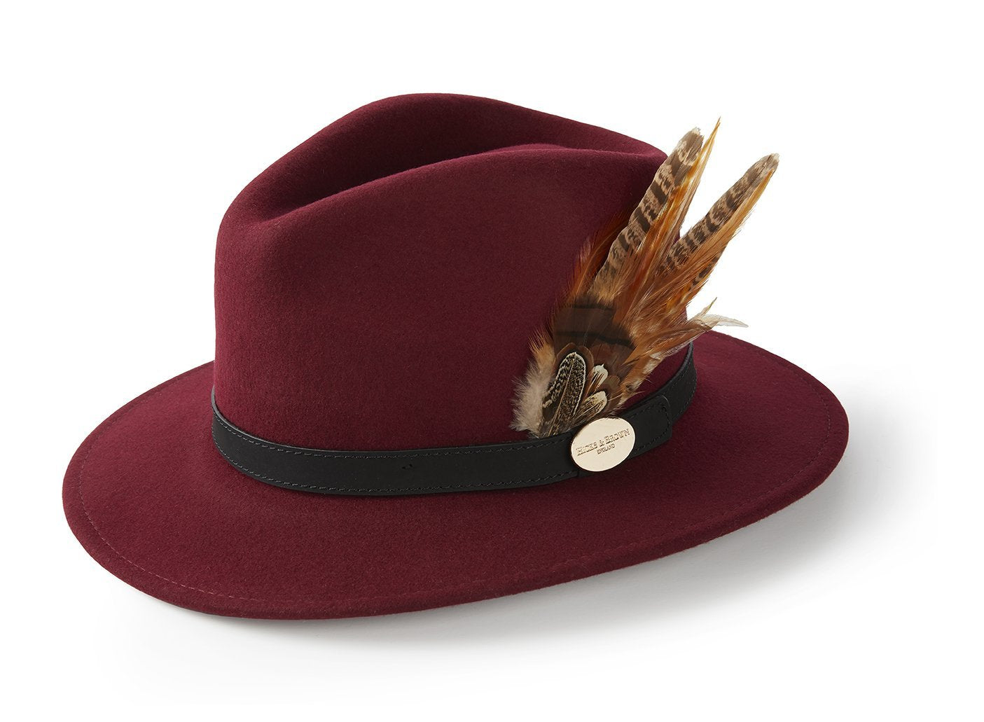 The Suffolk Fedora in Maroon (Bronze Feather) - Borderfree