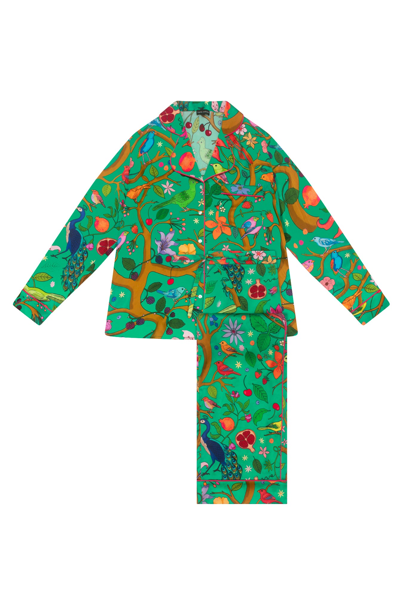 PRE ORDER | Tree of Life | Green | Silk Pyjama Set - Borderfree