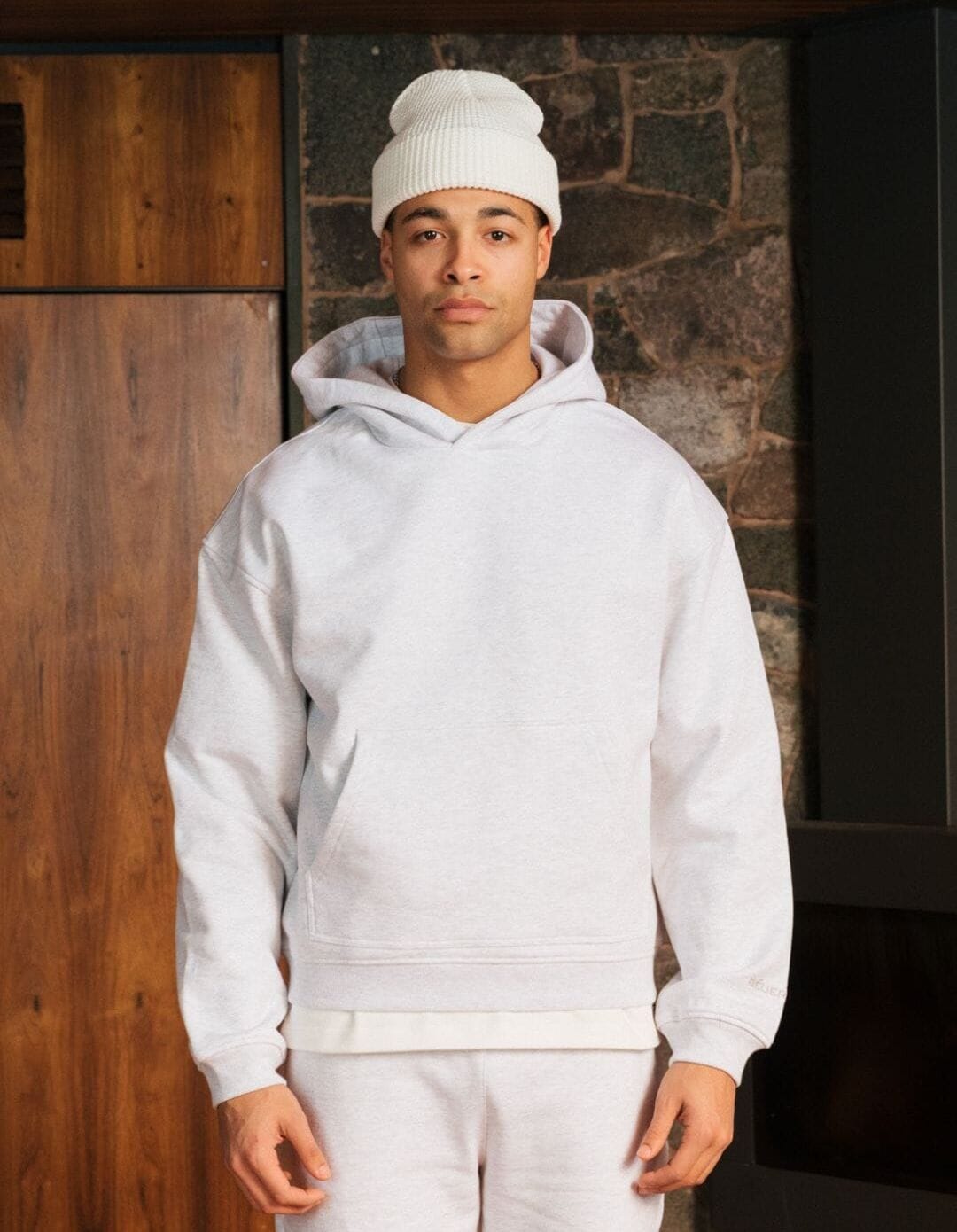 Grey Marl Essential Hoodie - Borderfree