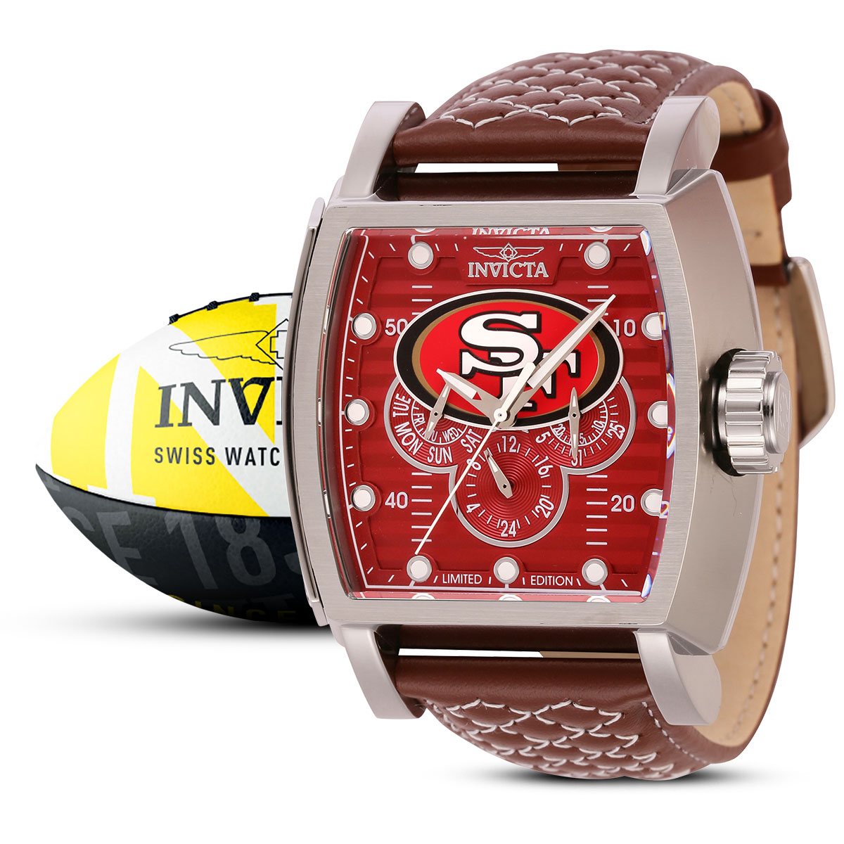 Invicta NFL San Francisco 49ers Men's Watch - 48mm, White, Brown (45085 ...