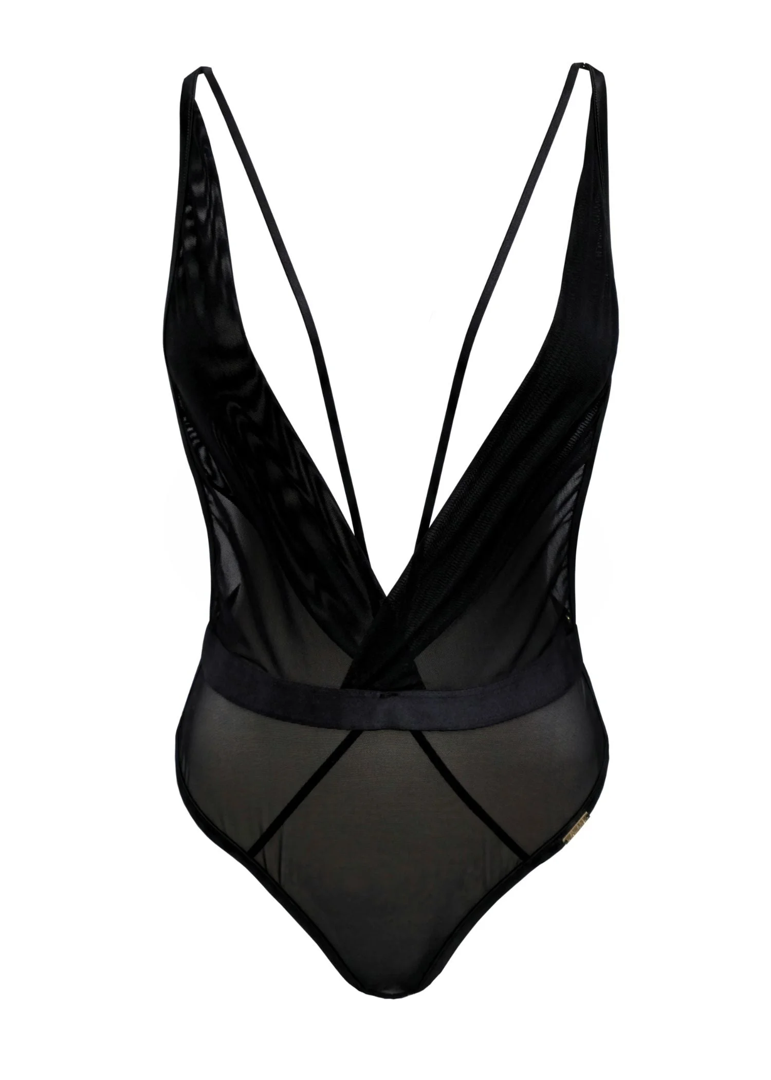 SHEER Deep V Backless Body (Black) - Borderfree