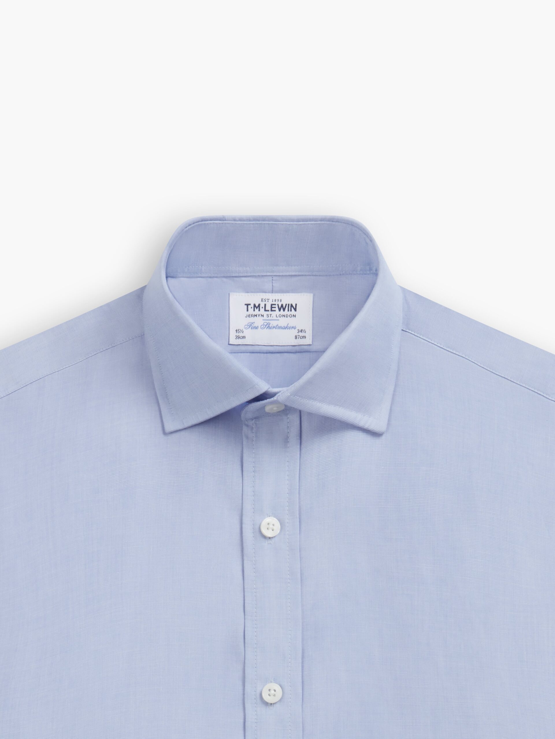 Blue End-on-End Slim Fit Double Cuff Classic Collar Shirt - Borderfree