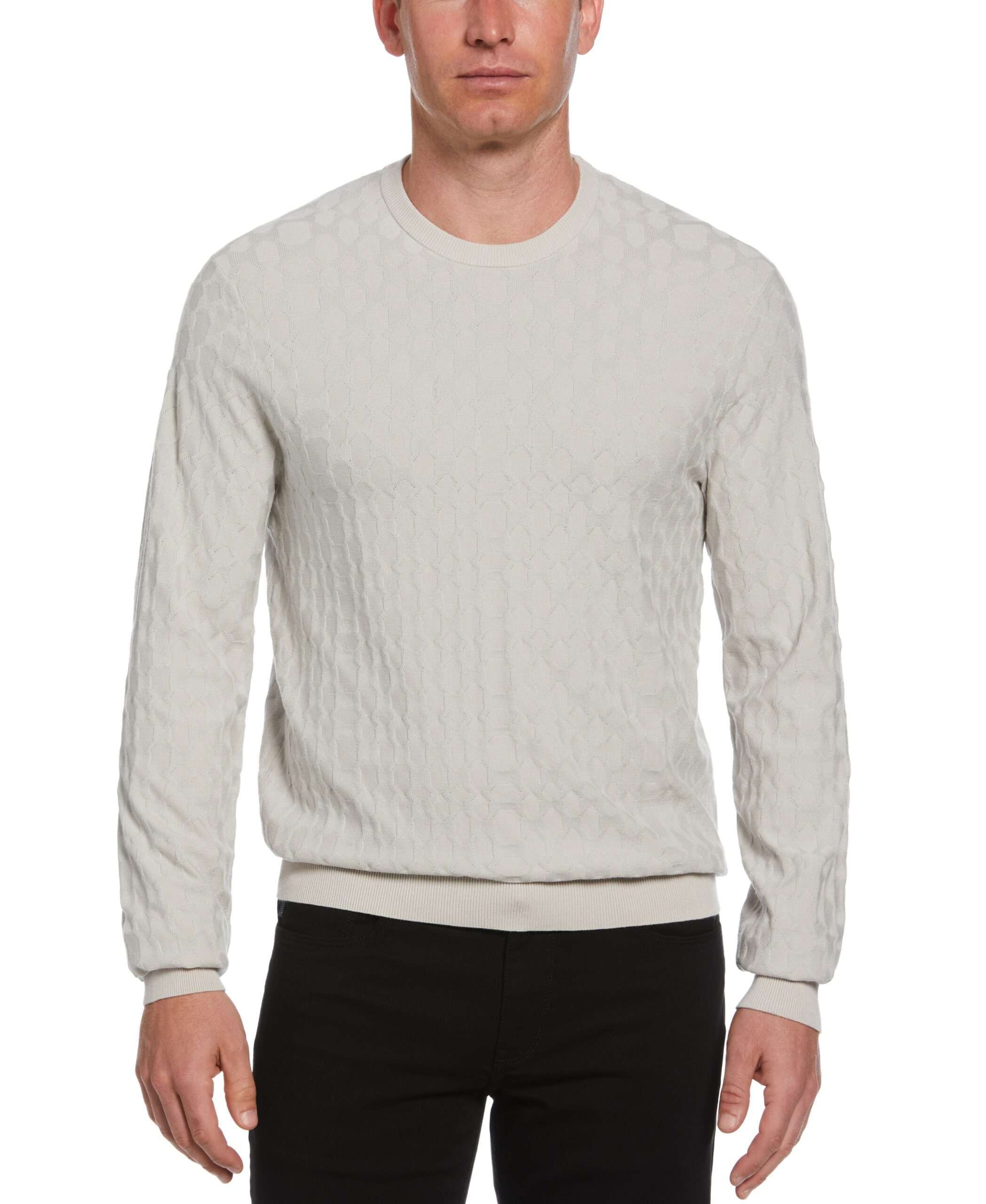 Tech Knit Geo Print Crew Neck Sweater - Borderfree