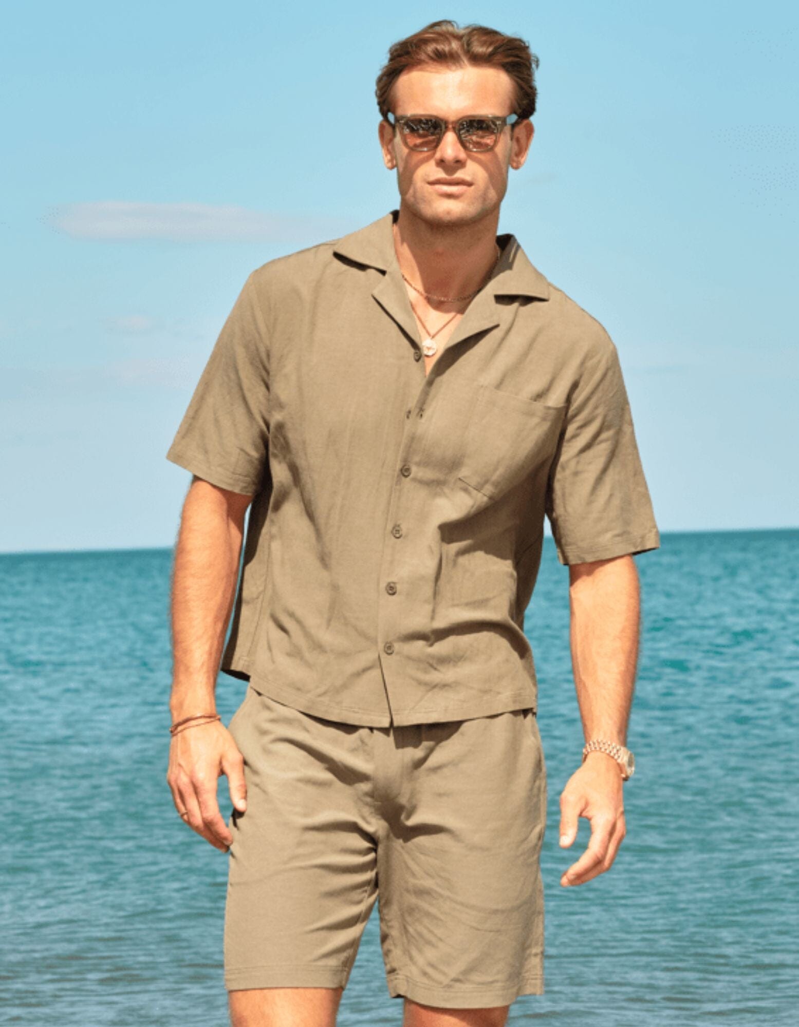 Olive Linen S/S Shirt - Borderfree