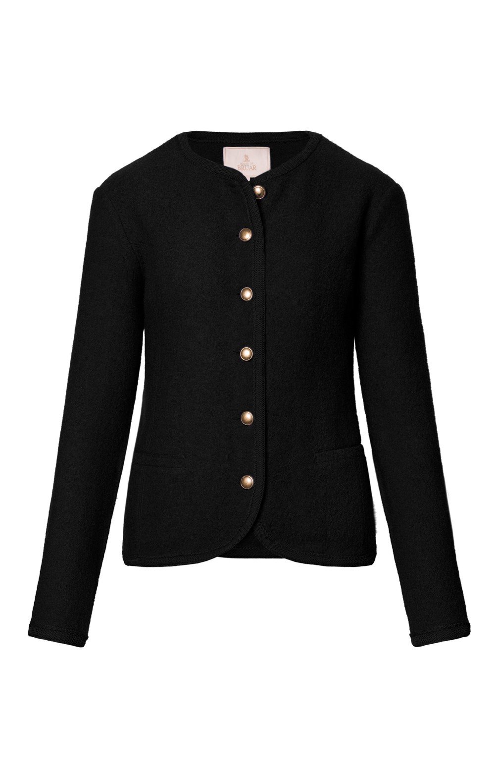 House of Bruar Ladies Crew Neck Boiled Wool Jacket - Black - Borderfree