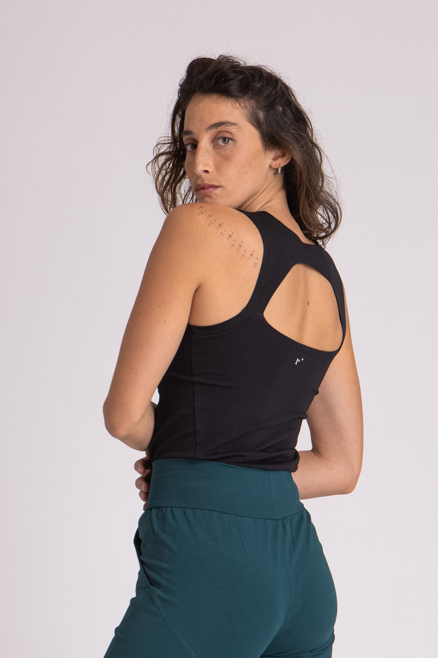 Organic Cotton Half Moon Open Back Tank Top - Borderfree
