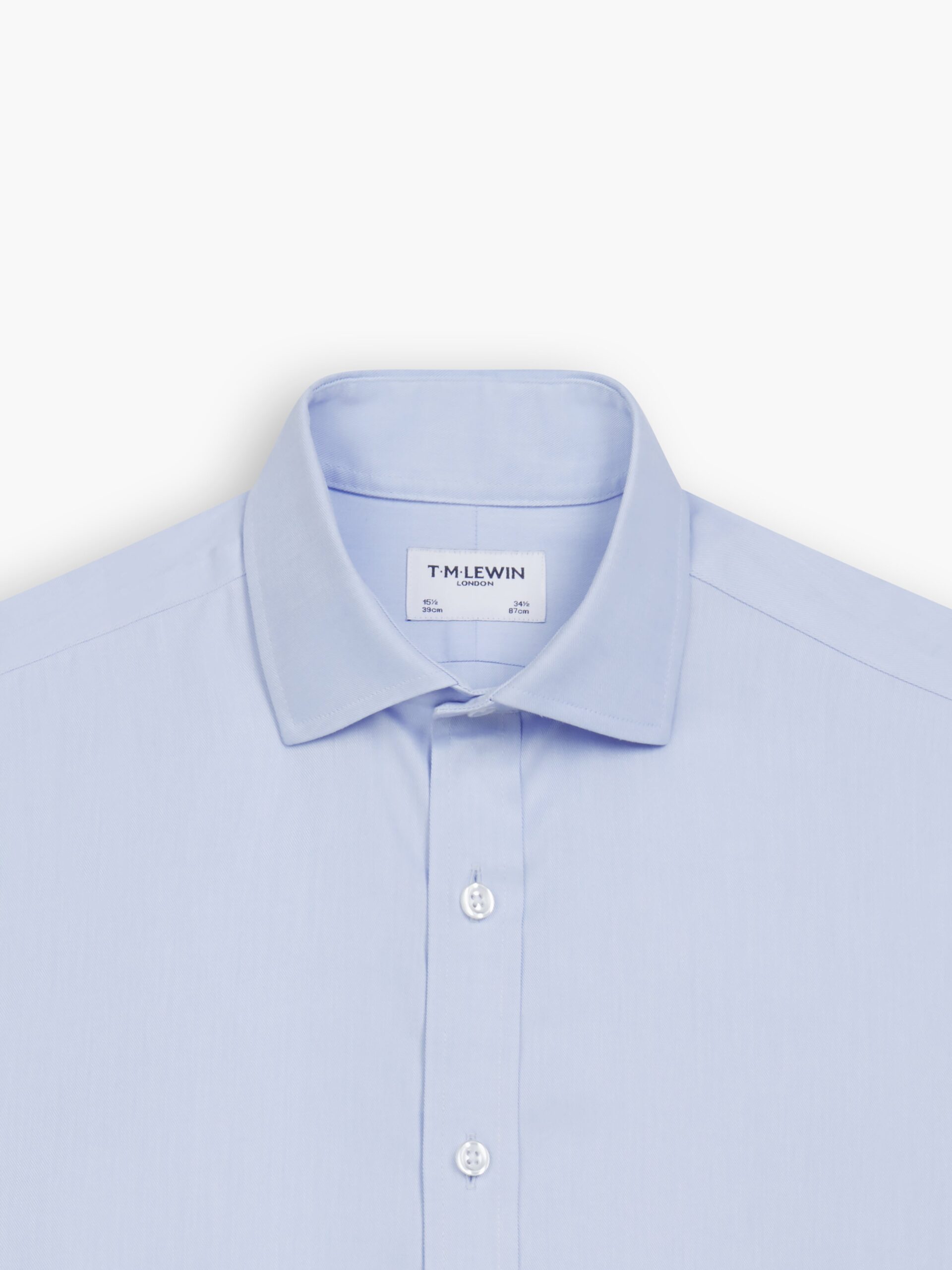 Non-Iron Light Blue Twill Slim Fit Double Cuff Cutaway Collar Shirt ...