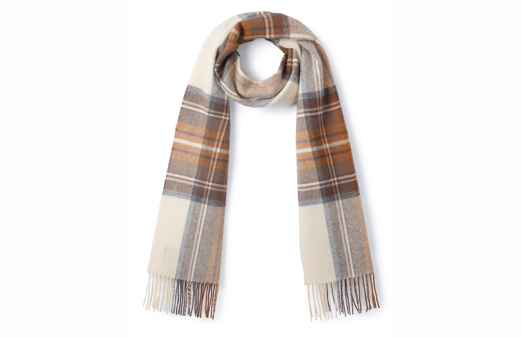 The Ashby Lambswool Scarf in Cream Check - Borderfree