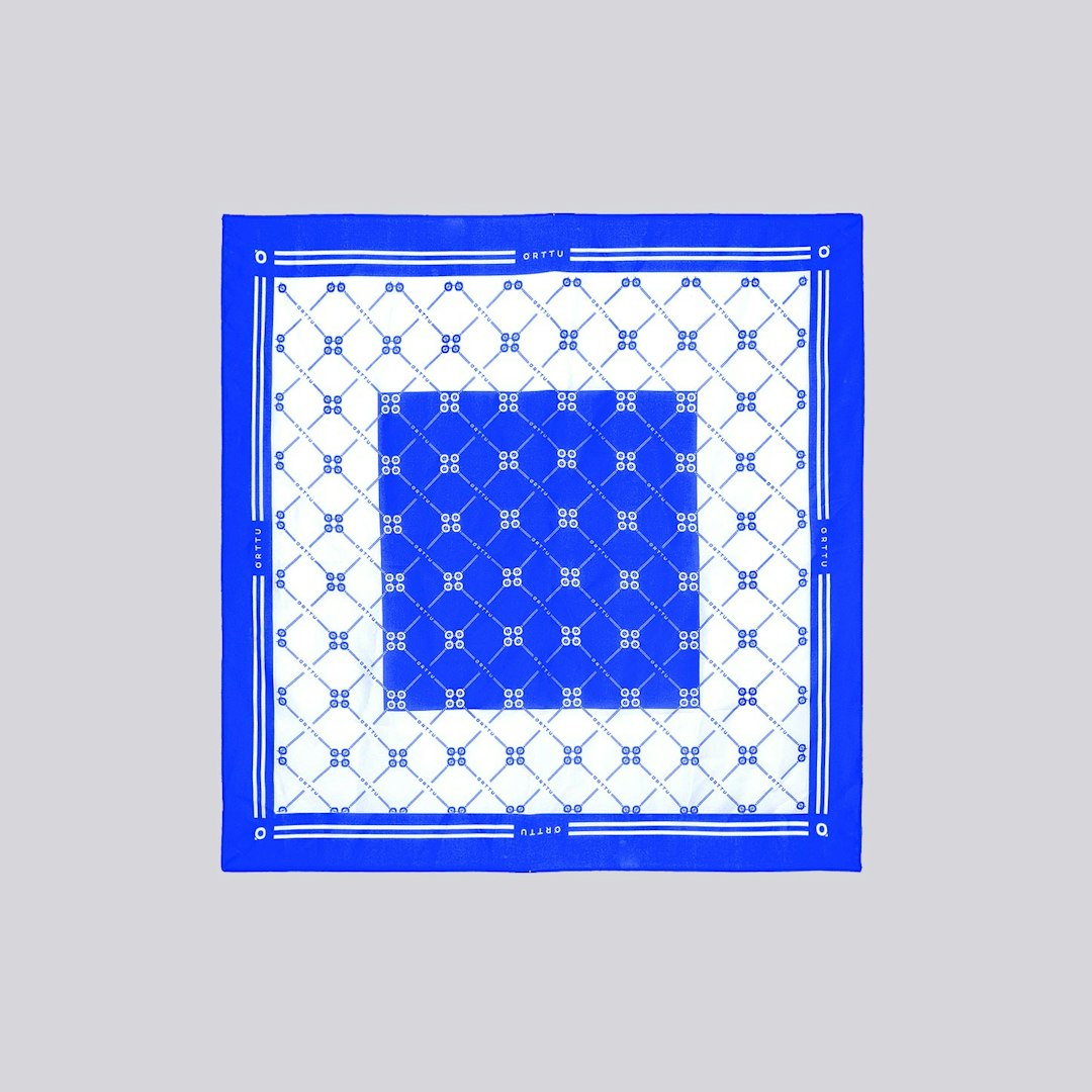 Monogram Scarf Blue - Borderfree