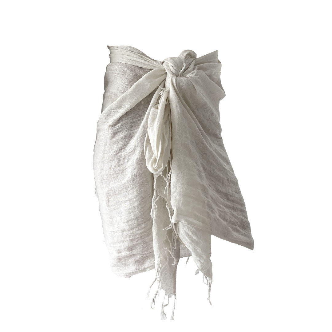 LINEN PLAIN PAREO - OFF-WHITE - Borderfree