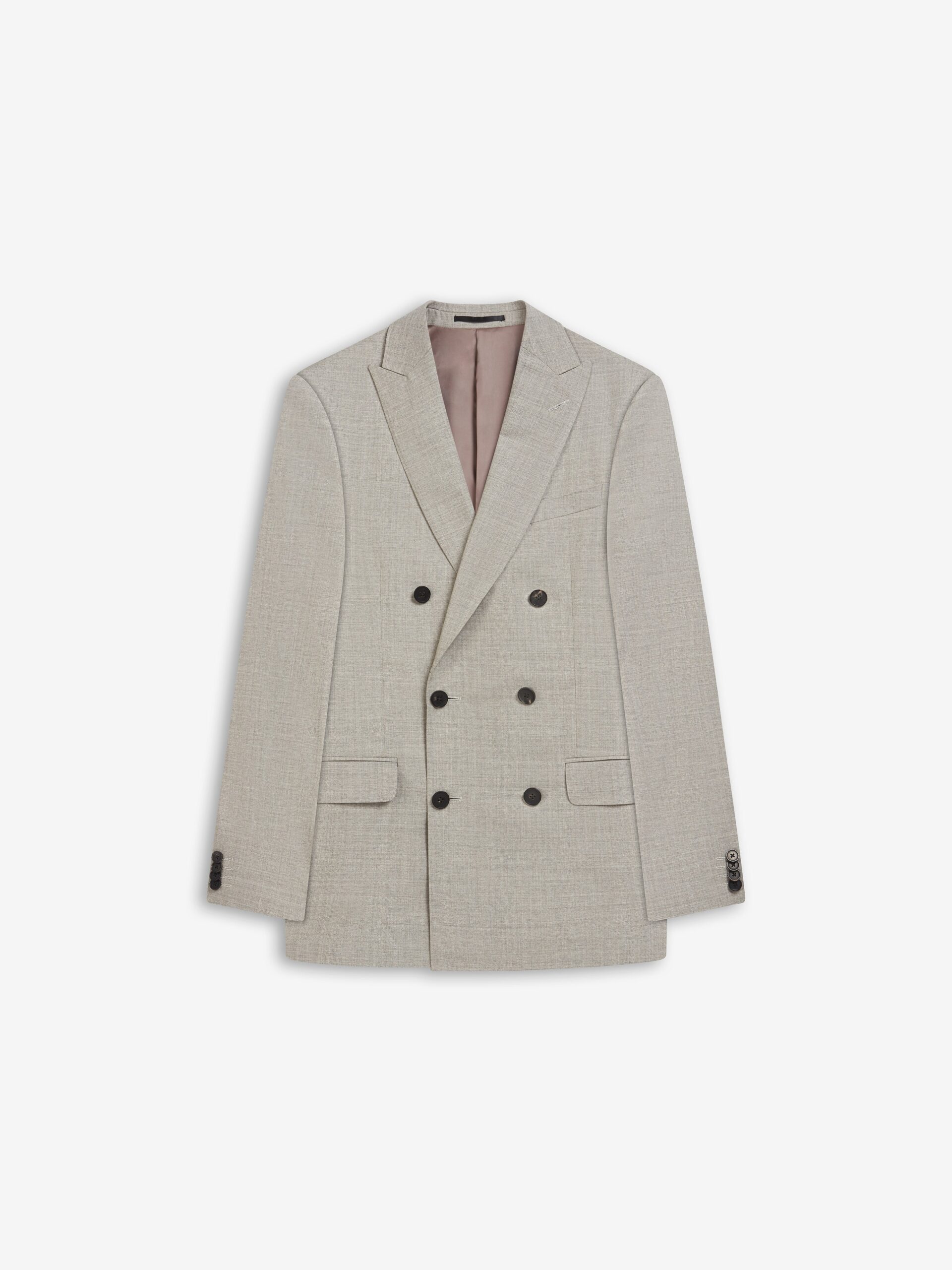 Venaria Italian Luxury Slim Double Breasted Beige Suit Jacket - Borderfree