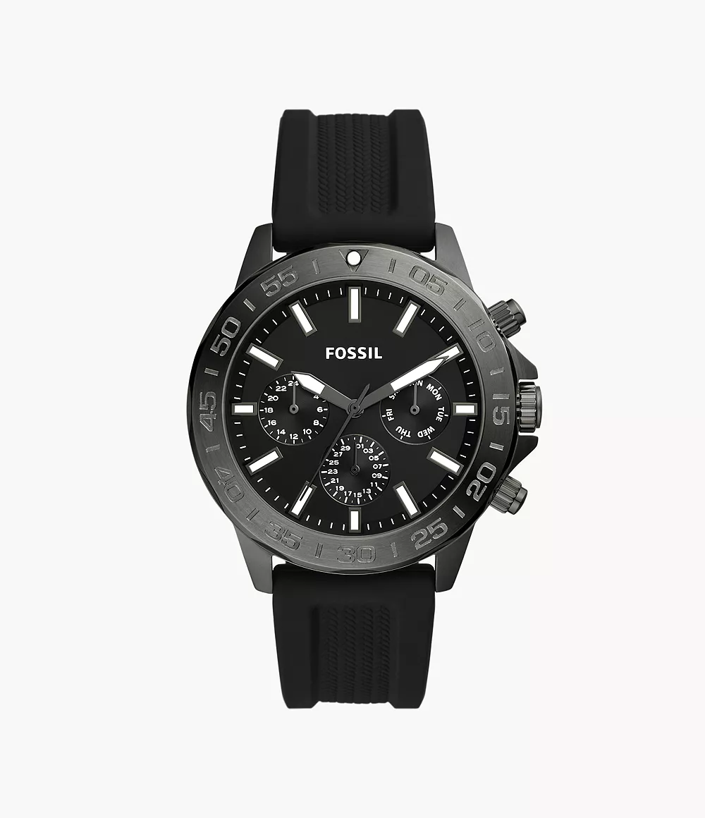 Fossil Outlet Men's Bannon Multifunction Black Silicone Watch - Black ...