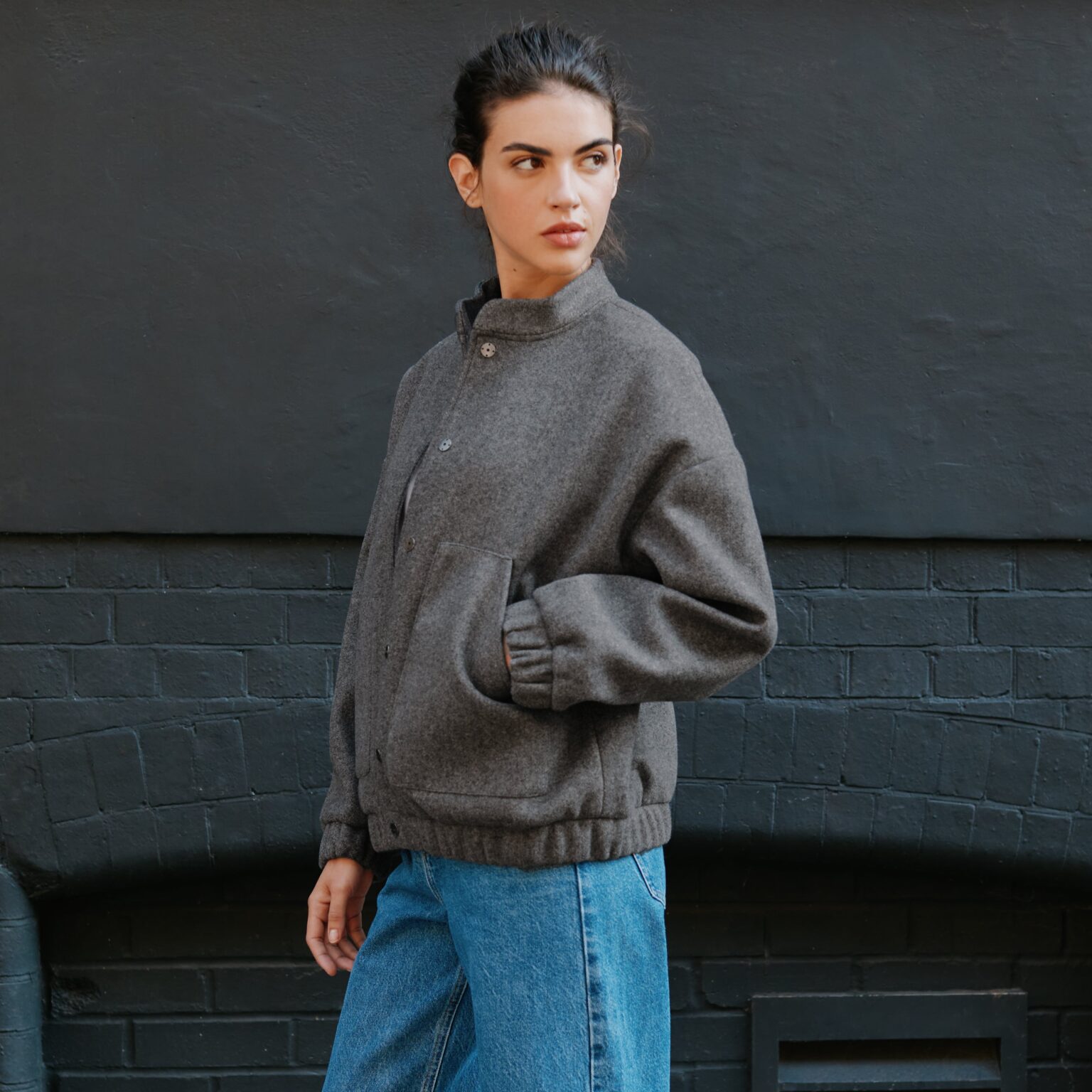 Grey Flannel Bomber Jacket - Borderfree