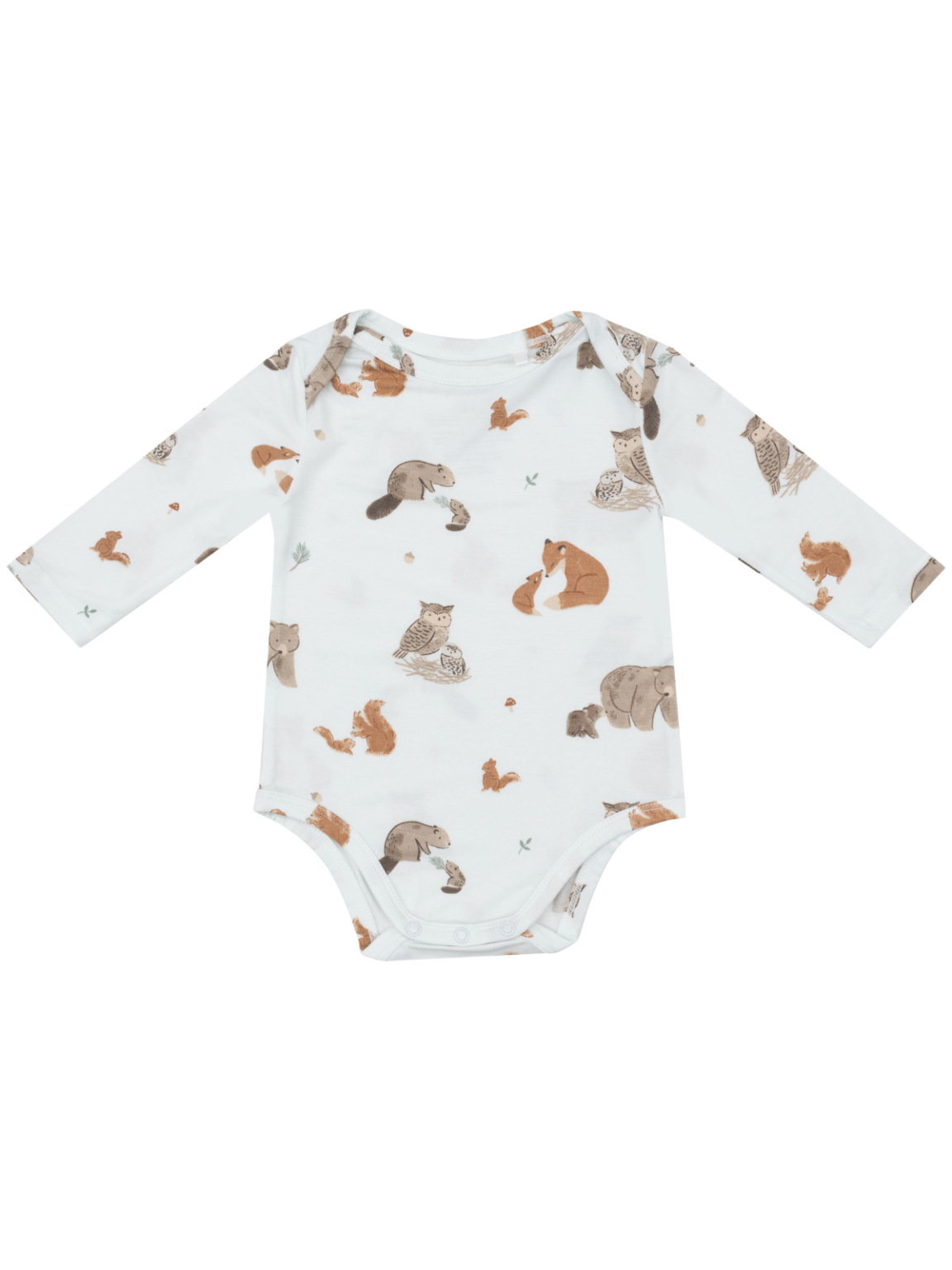 Long Sleeve Bodysuit, Woodland Animals Blue - Borderfree