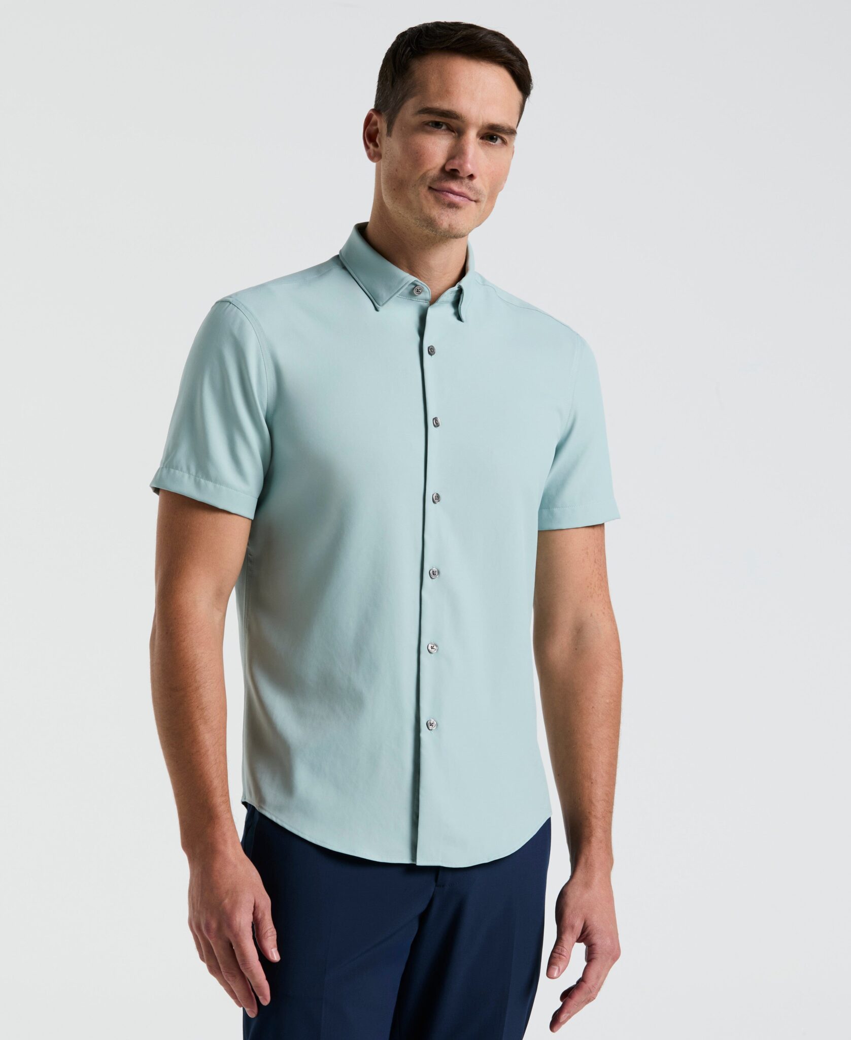 Slim Fit Total Stretch Solid Shirt - Borderfree