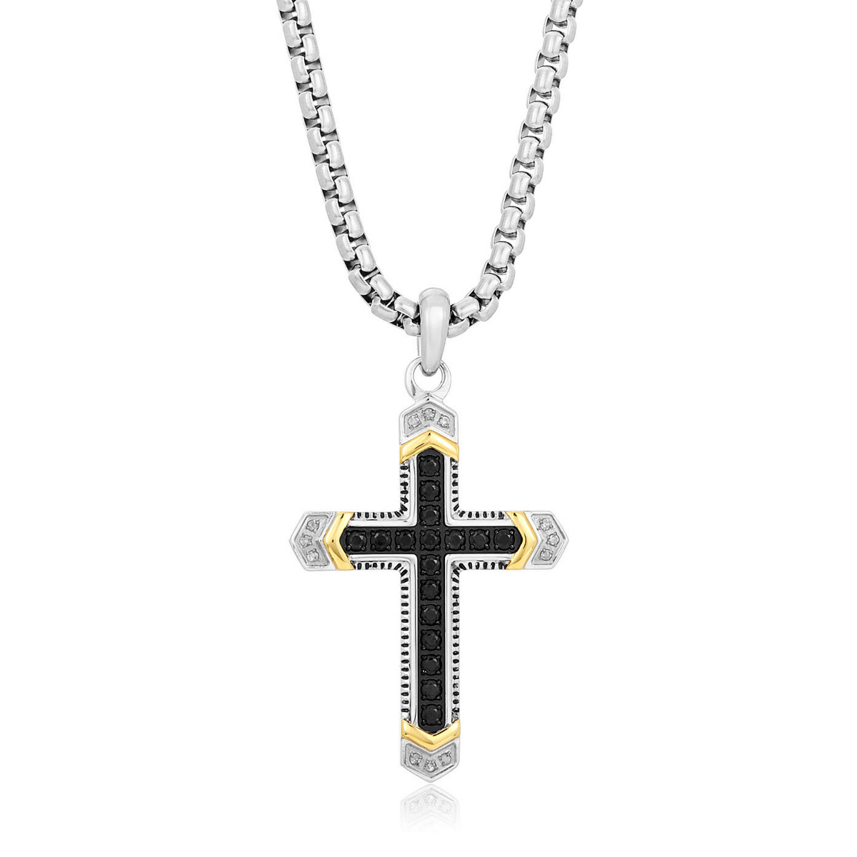 Invicta Men's Sapphire and Diamond Steel Cross Pendant, Silver, Gold ...