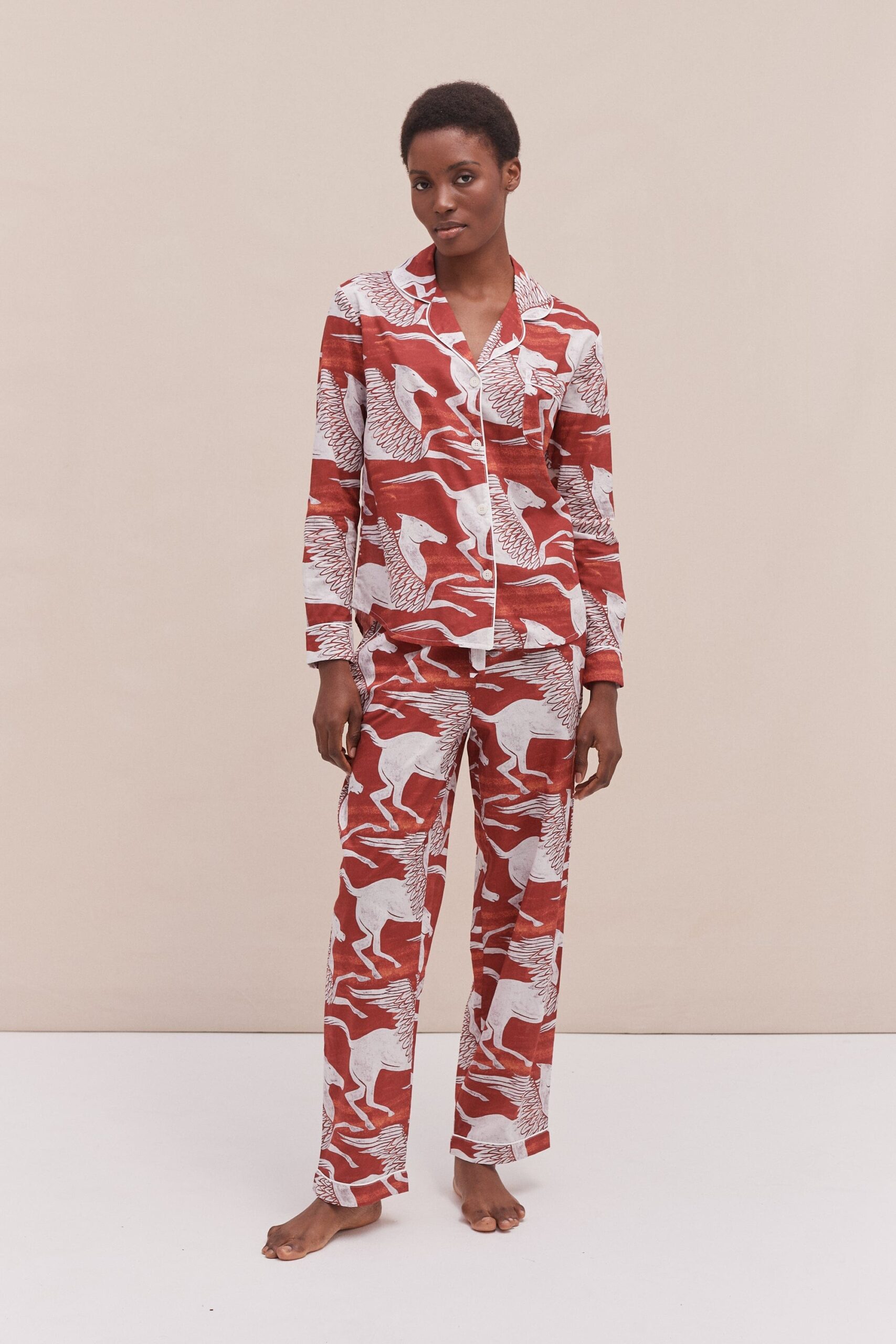 Long Pyjama Set Pegasus Red - Borderfree