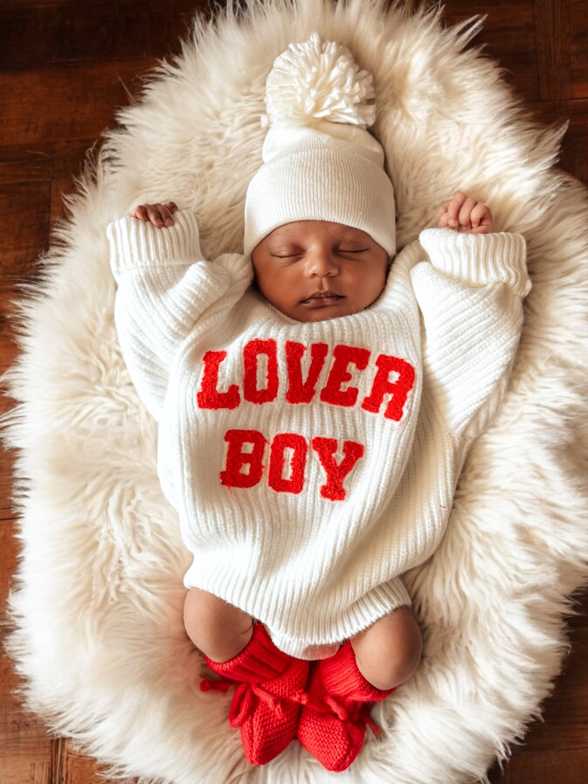 Knit Sweater, Lover Boy White - Borderfree