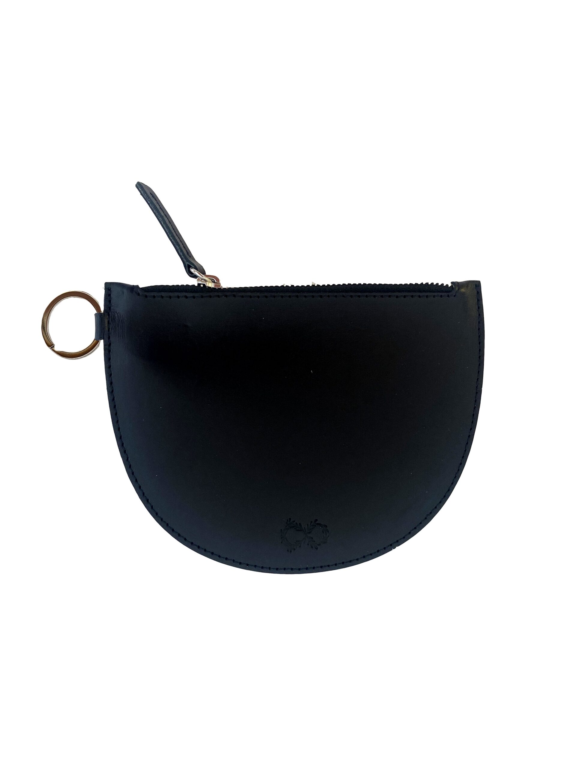 BLACK LEATHER HALF MOON WALLET - Borderfree