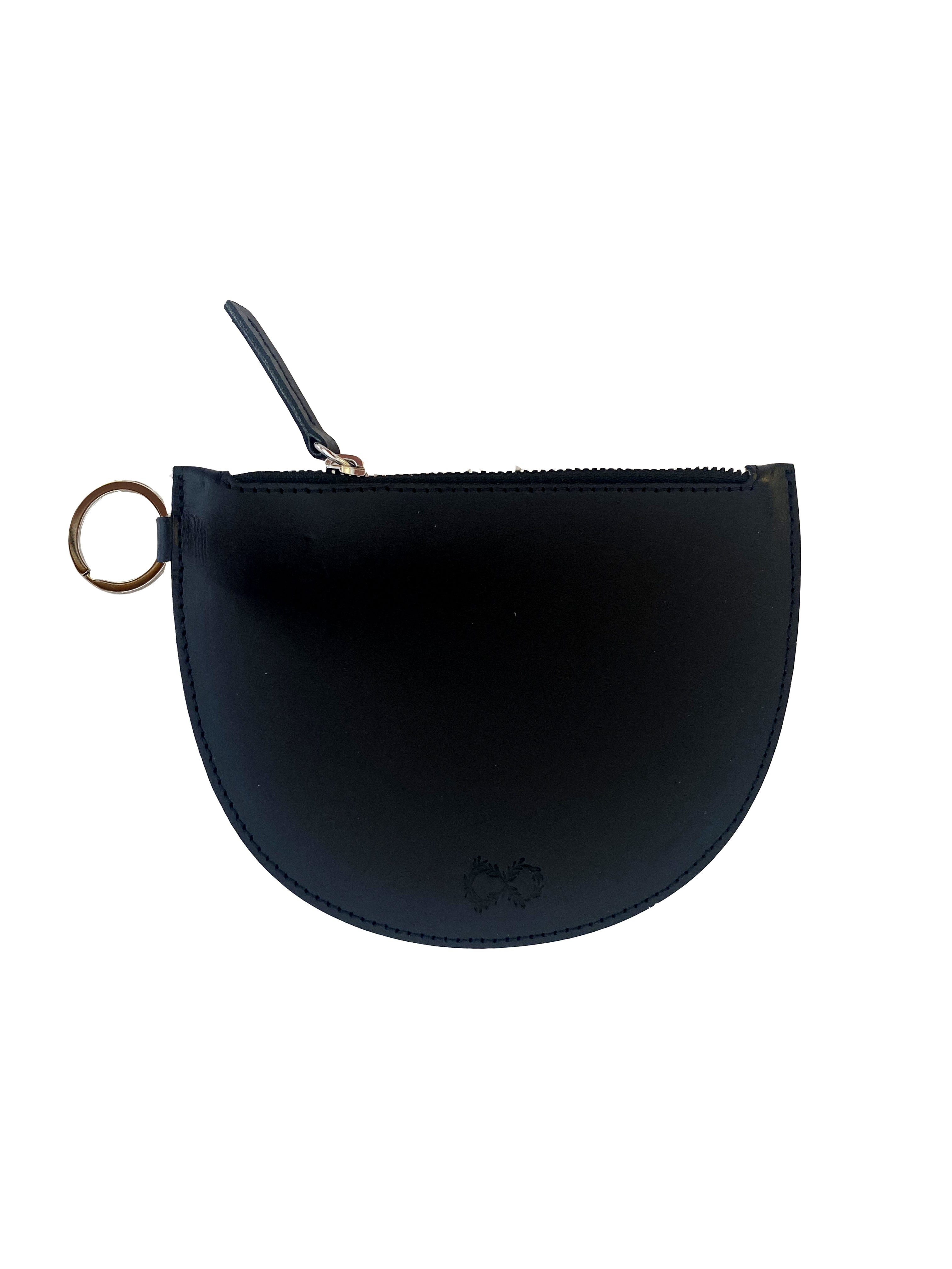 BLACK LEATHER HALF MOON WALLET - Borderfree