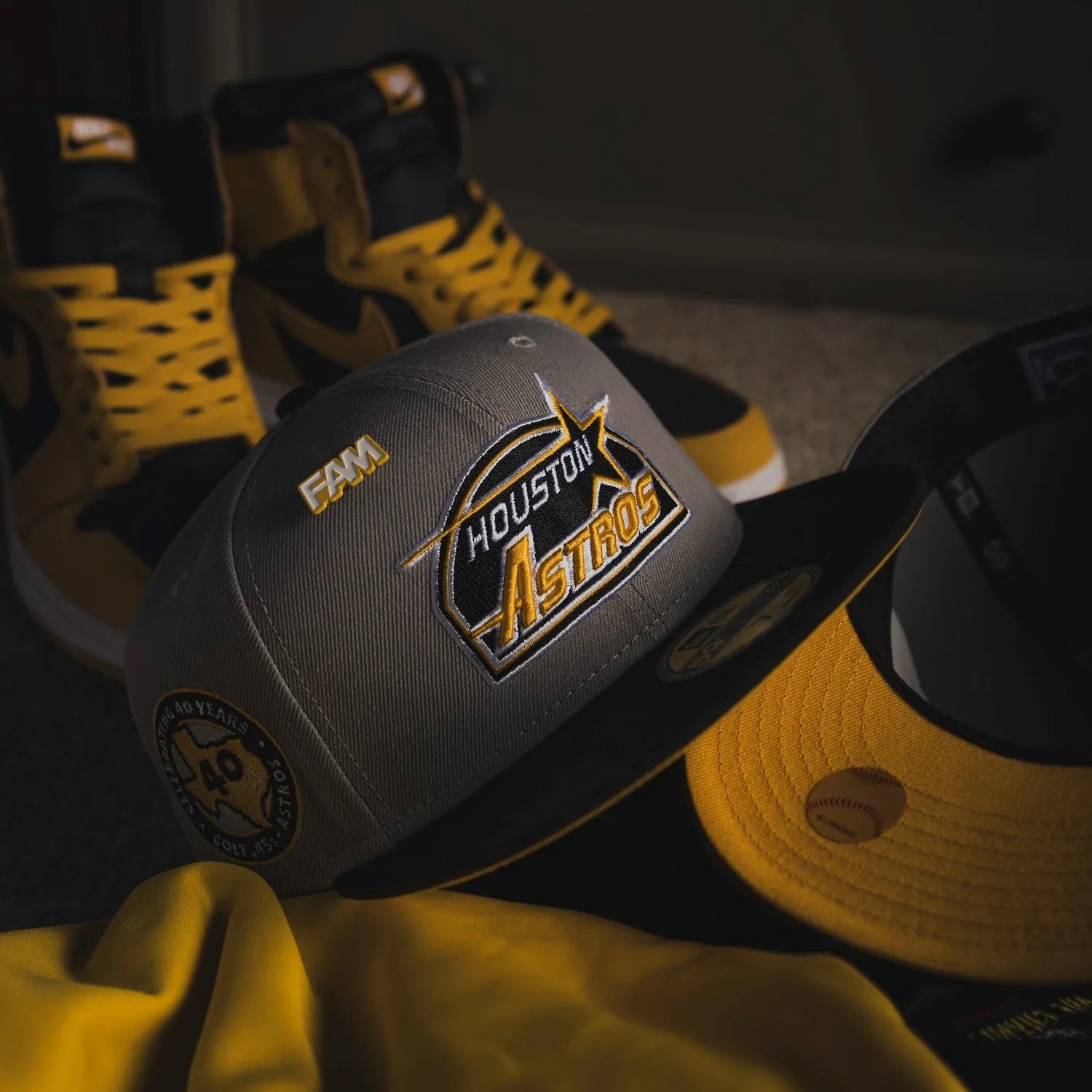 NEW ERA 59FIFTY MLB HOUSTON ASTROS 40TH ANNIVERSARY TWO TONE / YELLOW ...