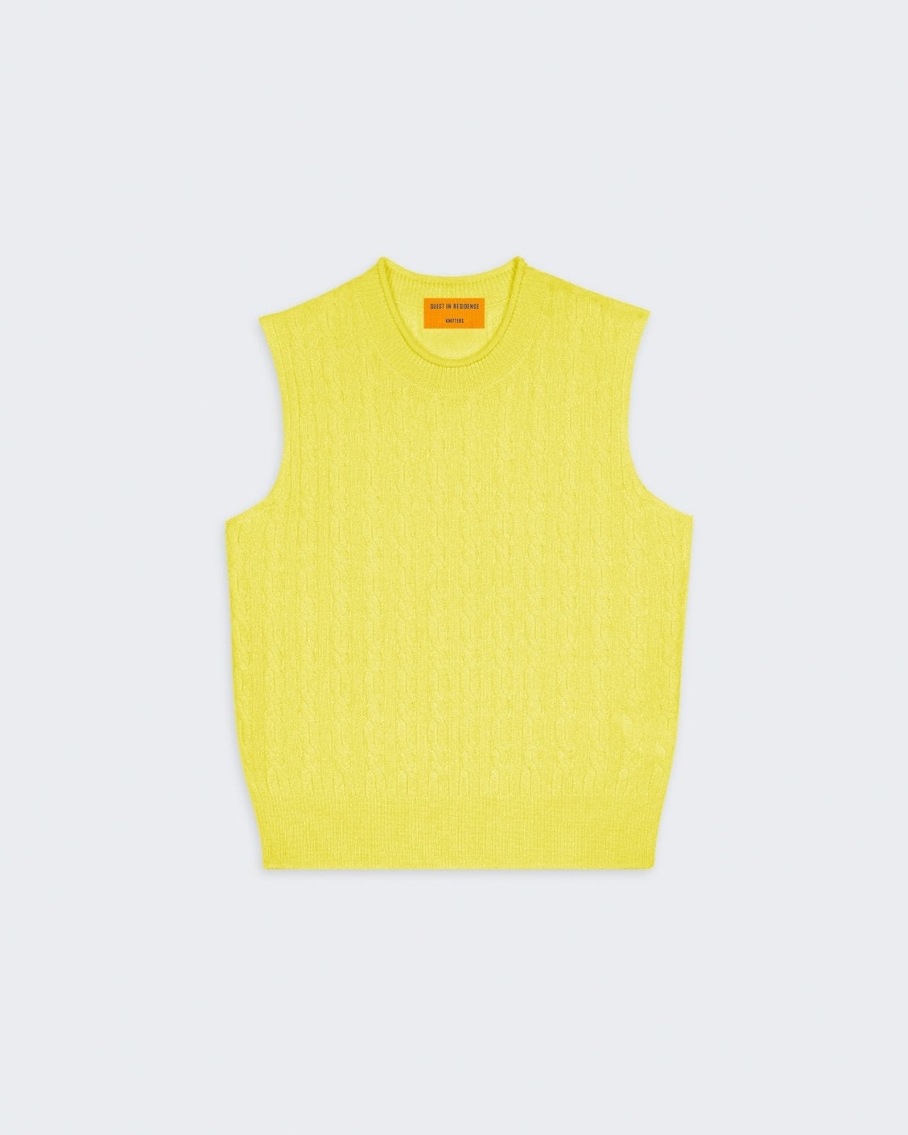 Cable Vest In Cashmere - Lemon - Borderfree