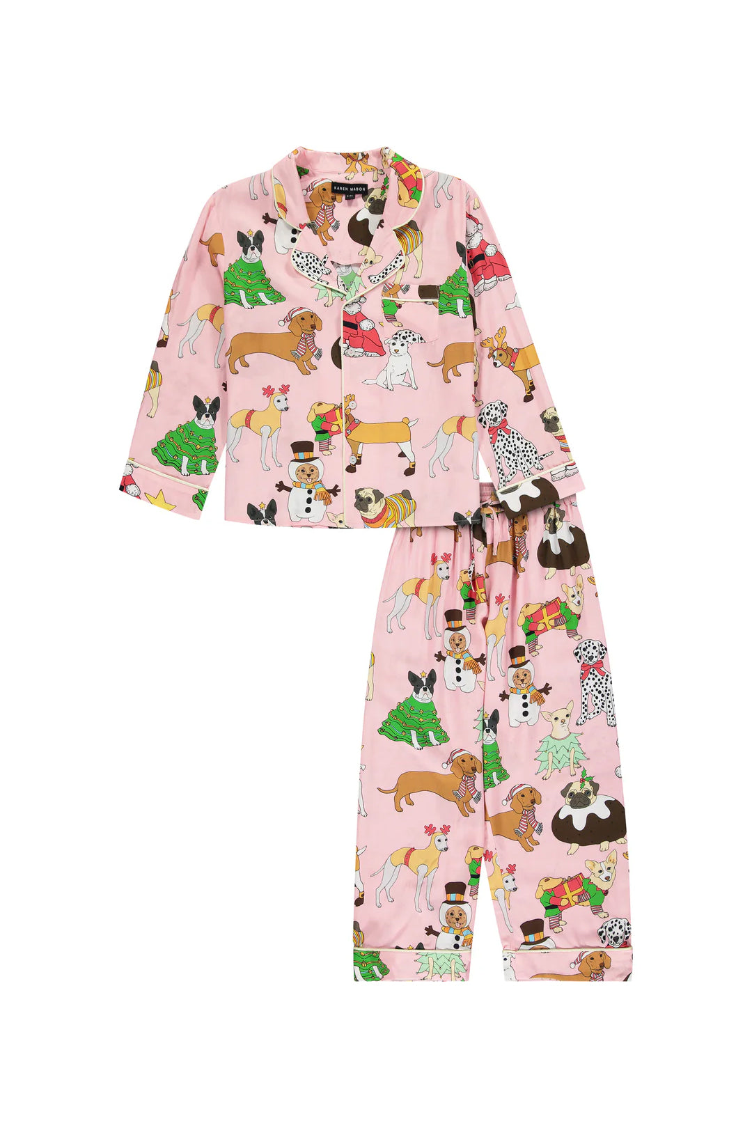 Christmas Dogs Pink Kids Pyjama Set - Borderfree