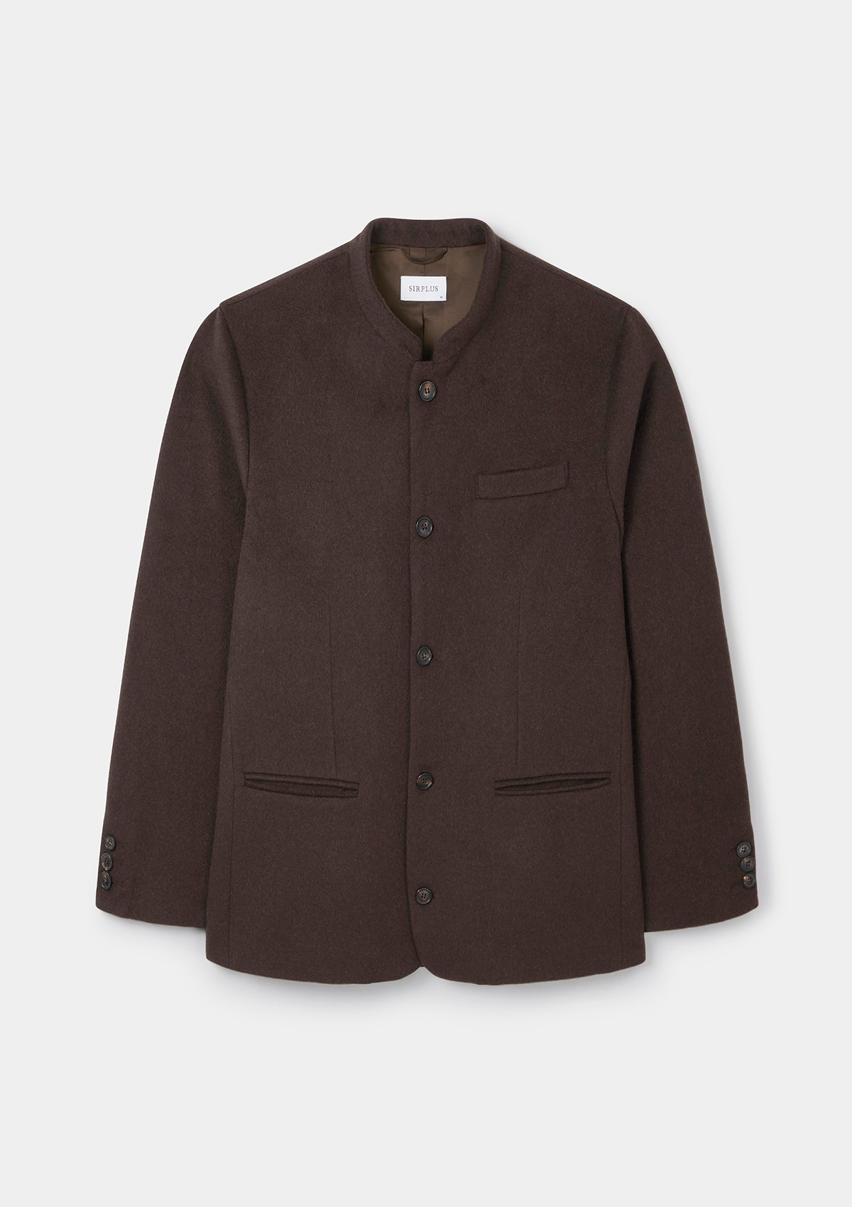 Coffee Cashmere Nehru Jacket - Borderfree