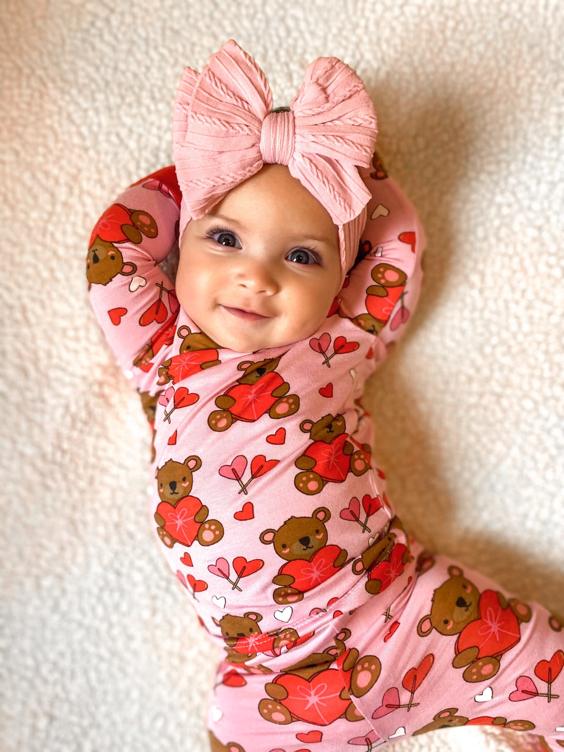 Long Sleeve 2-Piece Set, Valentine Bear Pink - Borderfree