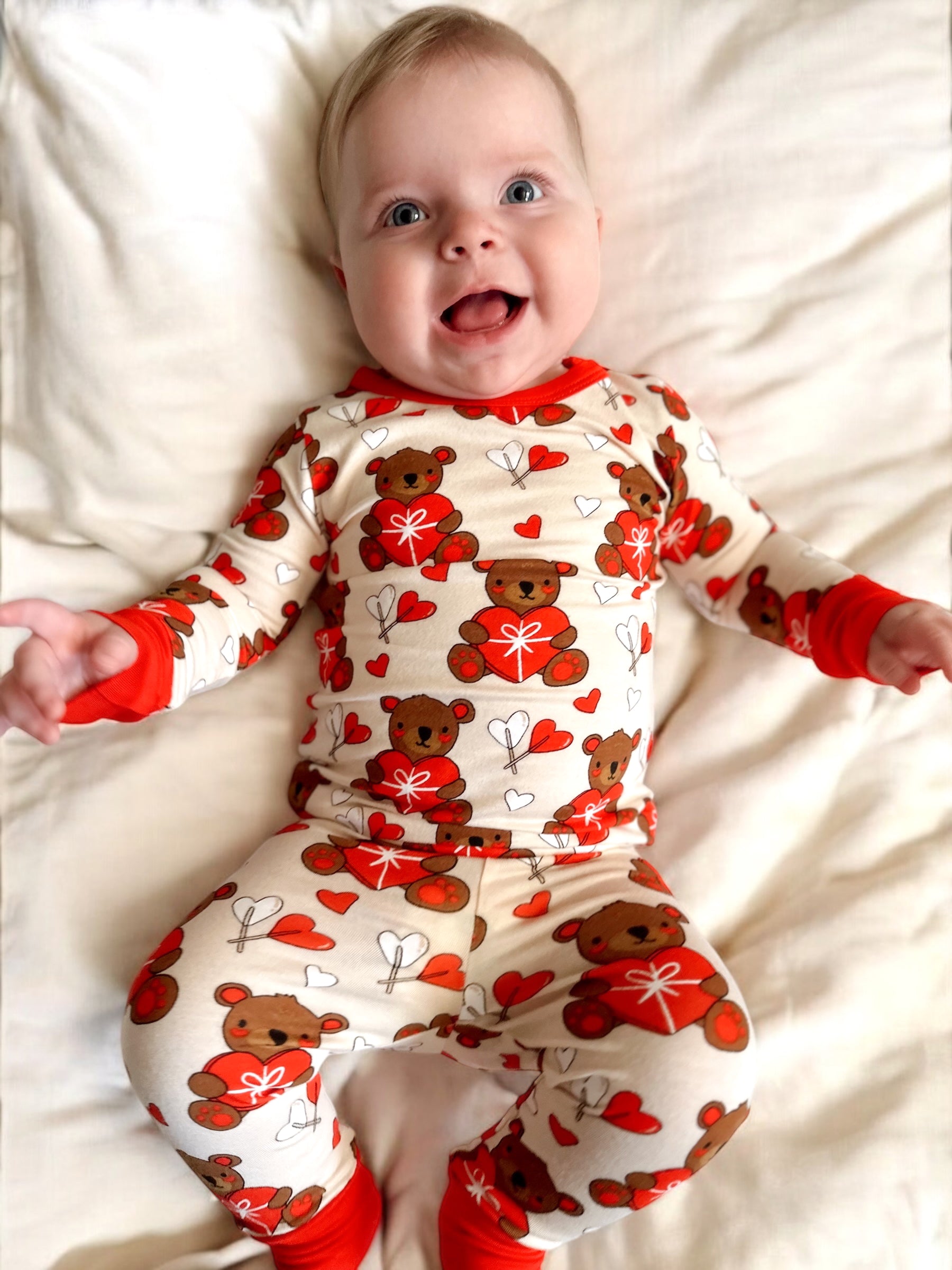 Long Sleeve 2-Piece Set, Valentine Bear - Borderfree
