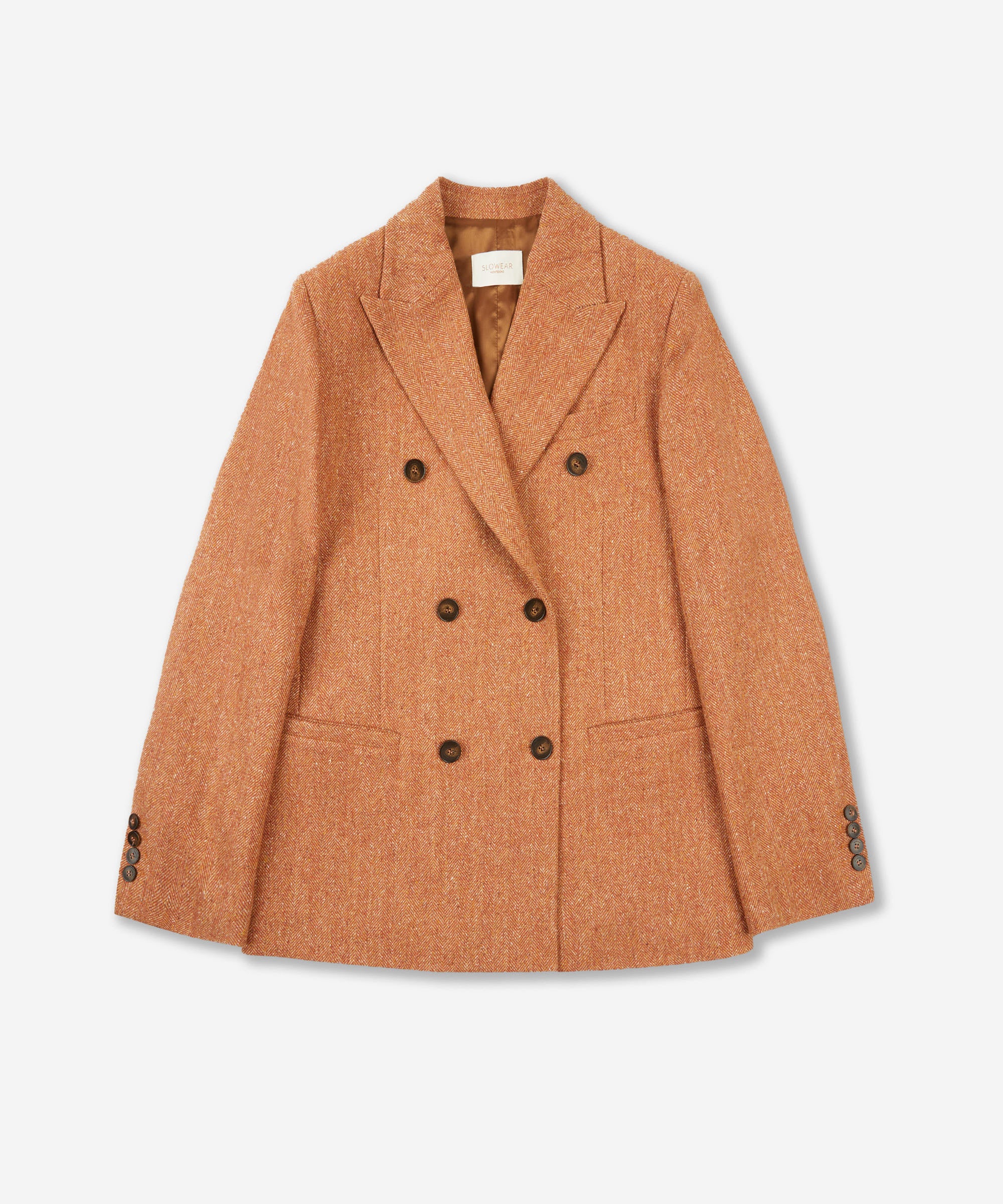 Regular fit double-breasted jacket in wool blend chevron - Borderfree