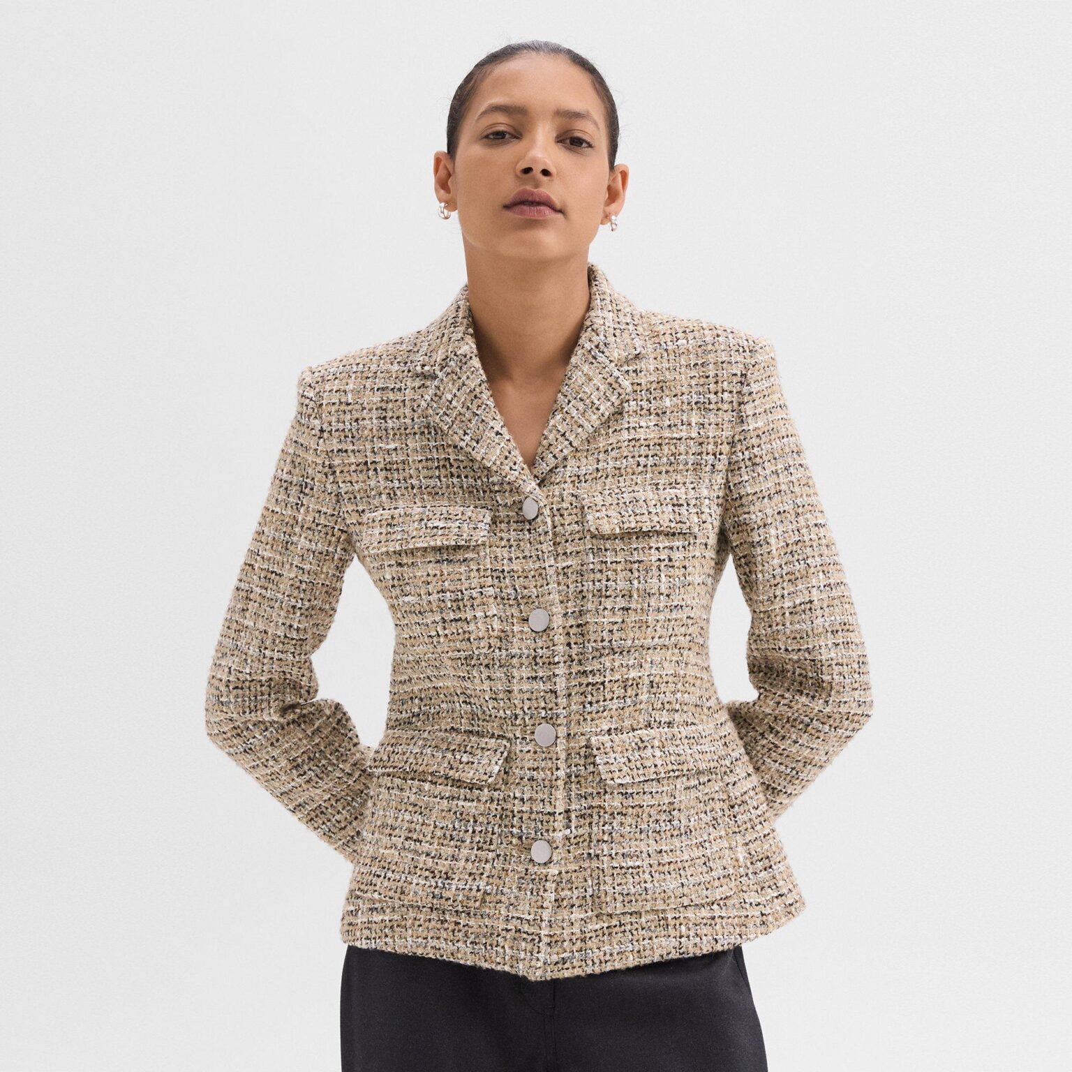 Military Jacket in Mixed Tweed - Borderfree