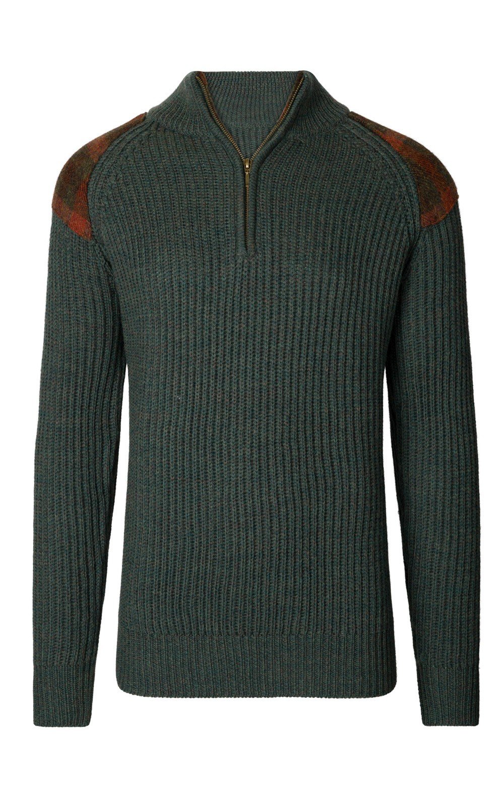 House of Bruar Men's Harris Tweed Patch T-Zip Jumper - Borderfree