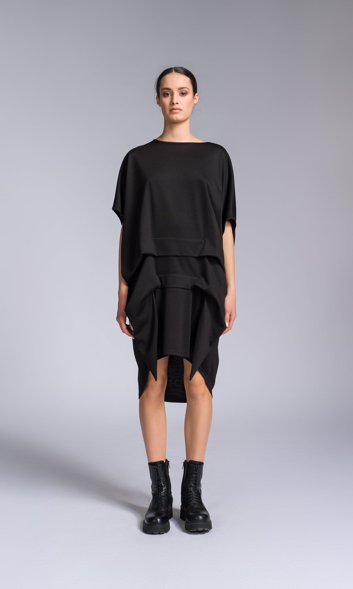 Wide Tucks Asymmetric Dress - Borderfree