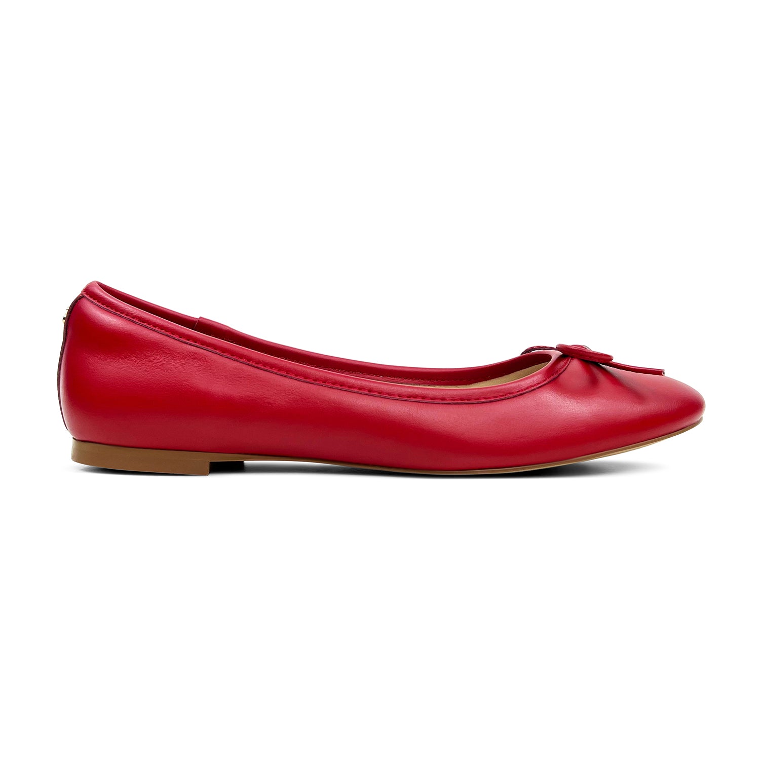 Sadie Ballet Flat In Red Leather Borderfree