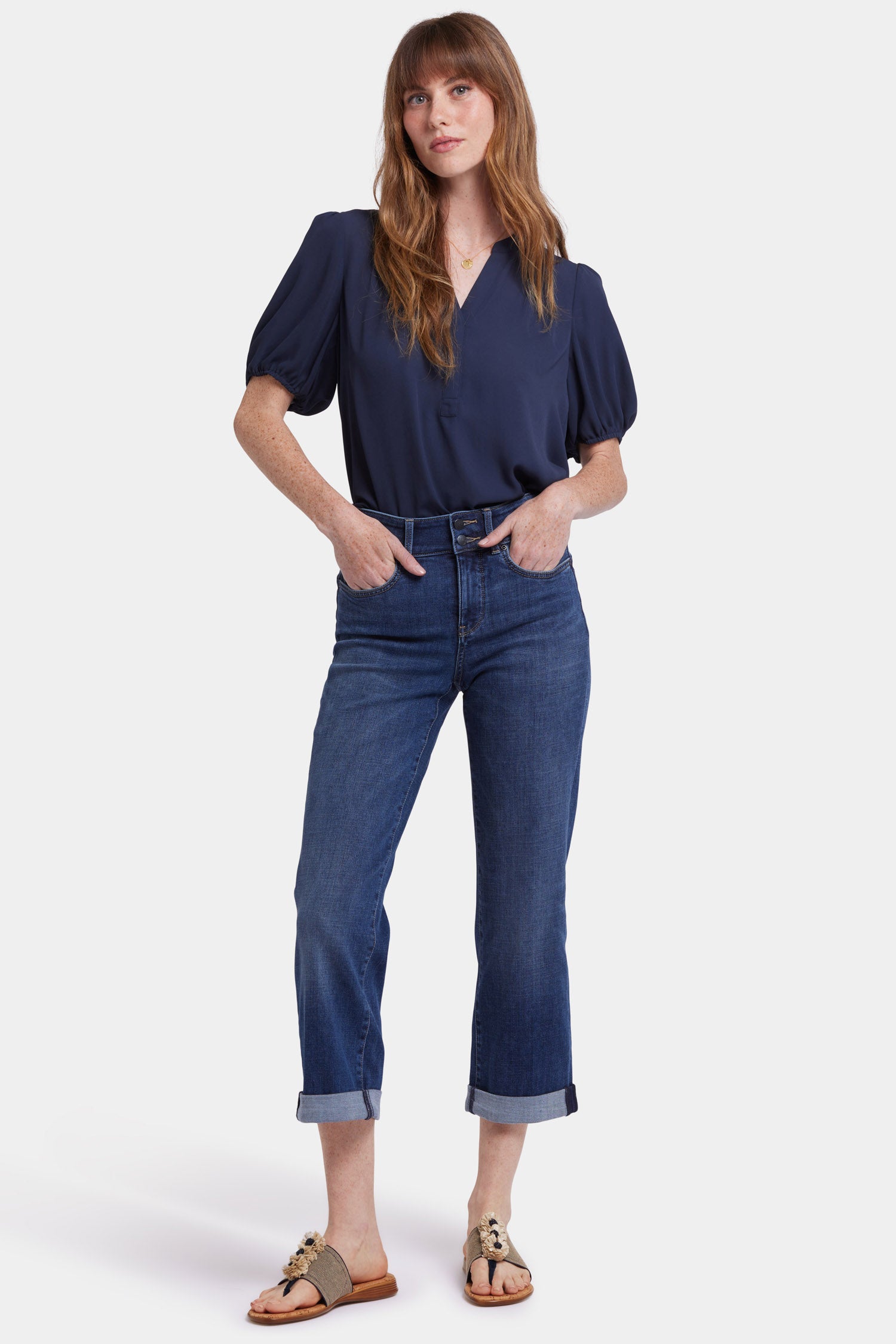 Bailey Relaxed Straight Crop Jeans - Asturia Shore - Borderfree