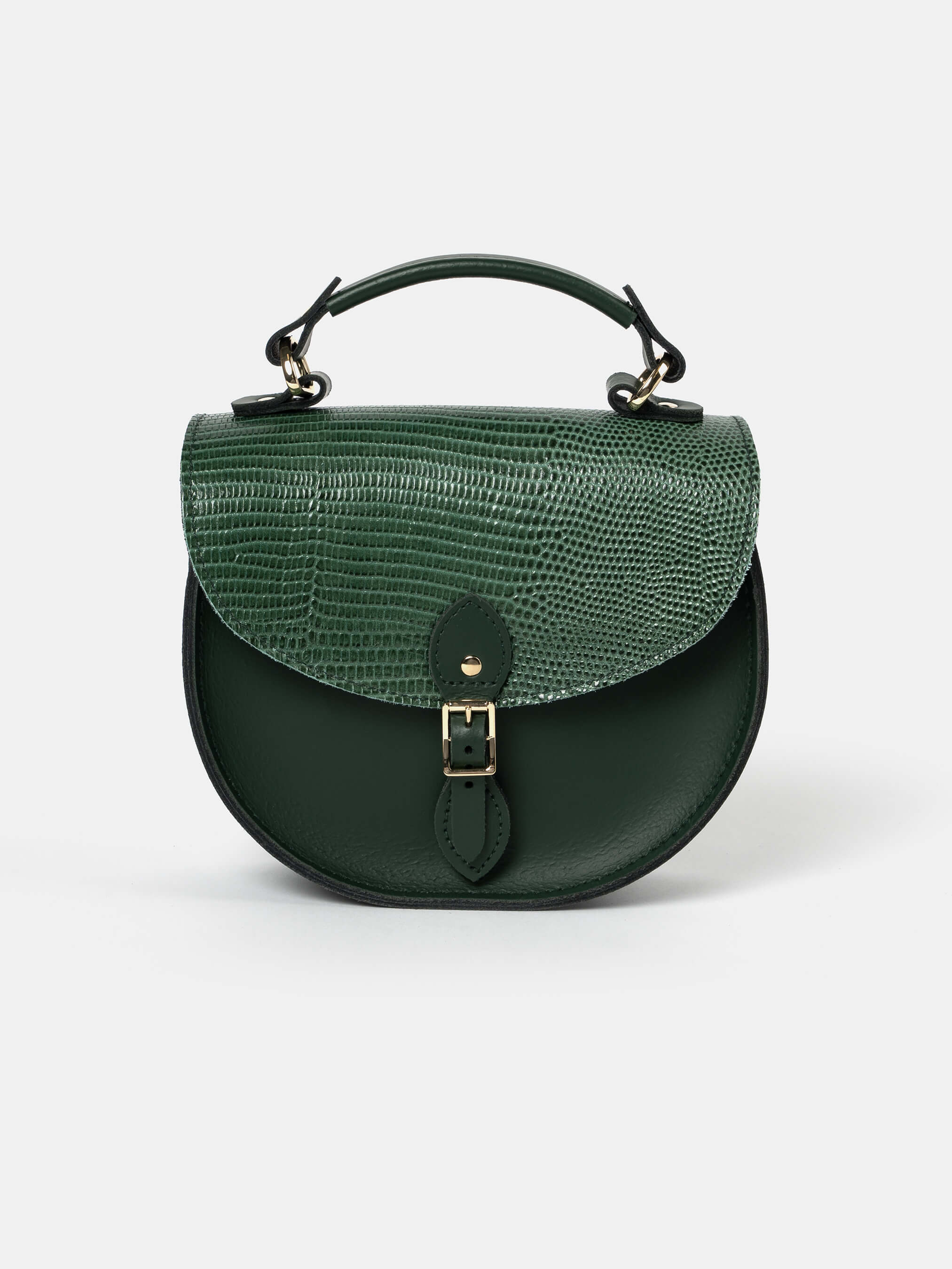 The Isla - Green Lizard Print Calf Grain with Racing Green - Borderfree