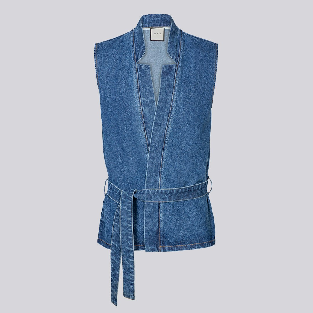 Denim Star Neck Cardigan - Borderfree