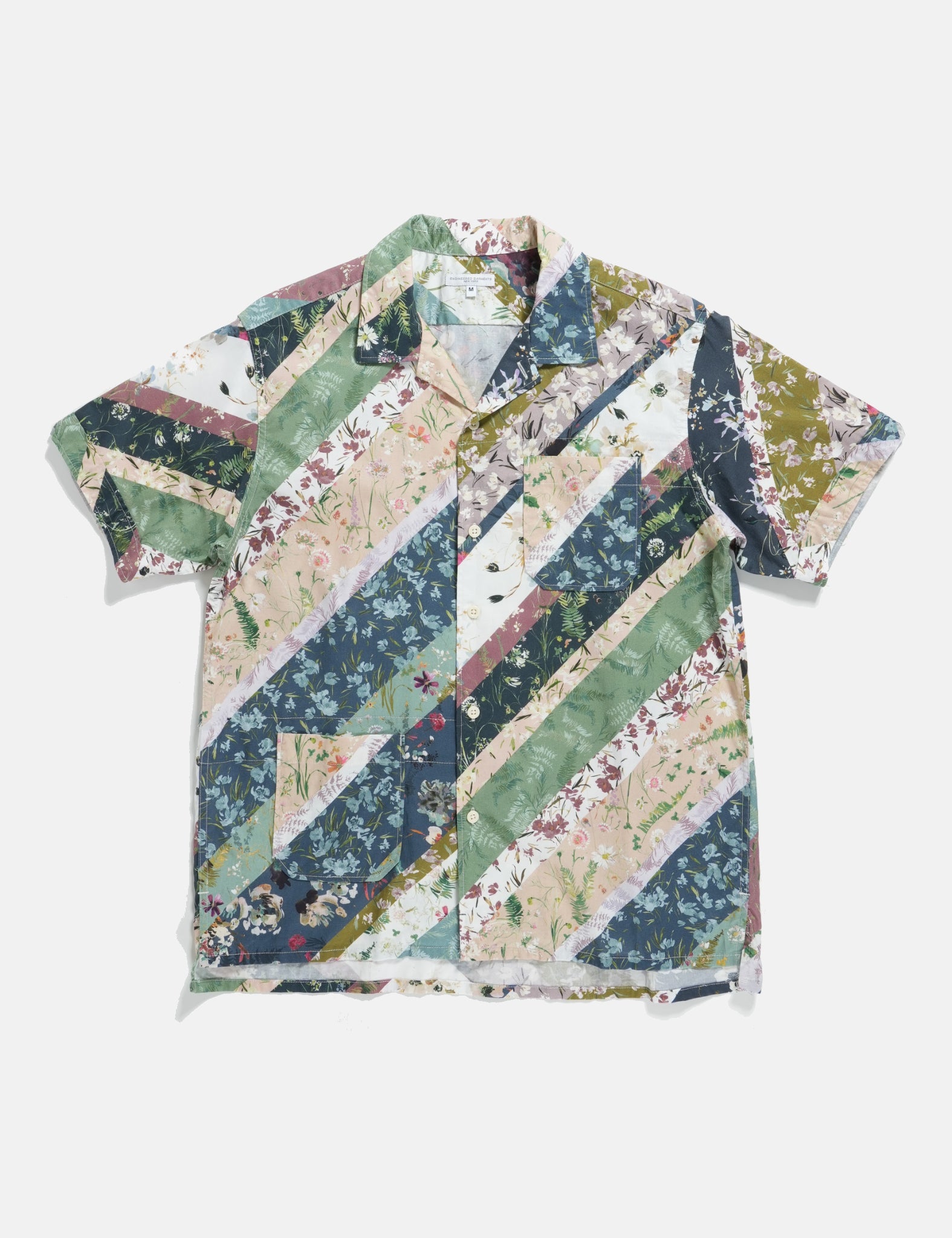 Engineered Garments Camp Shirt - Navy Cotton Diagonal Print - Borderfree