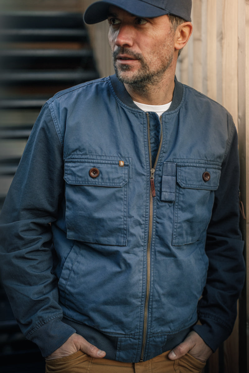 &SONS Harris Bomber Jacket Navy - Borderfree