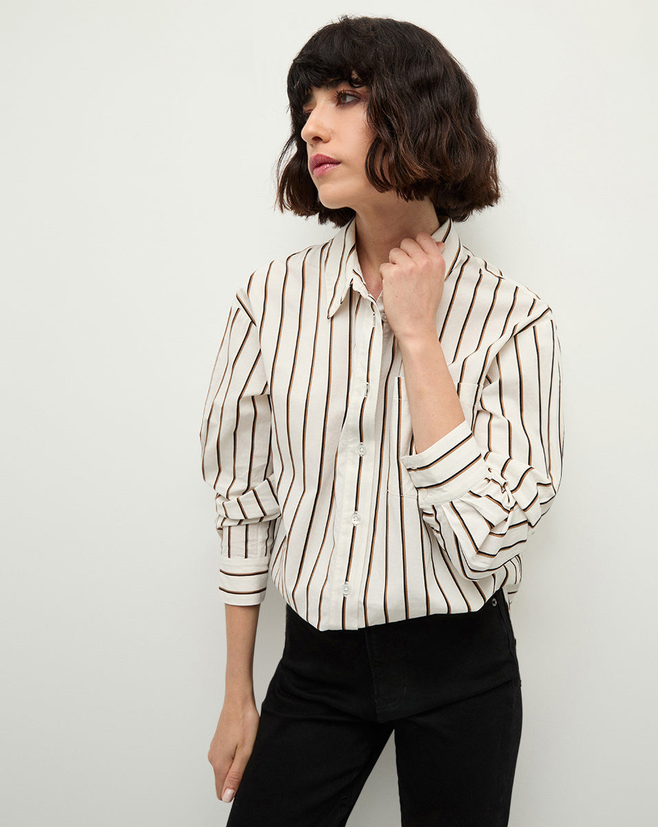 Keiko Stretch-Cotton Button-Down Shirt - Borderfree