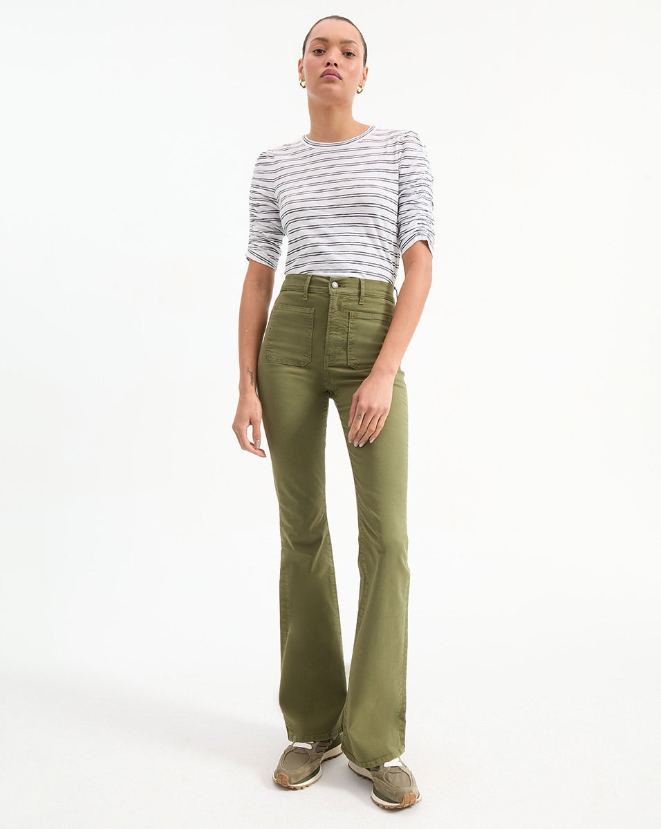 Beverly Patch-Pocket Skinny-Flare Twill Pant - Borderfree