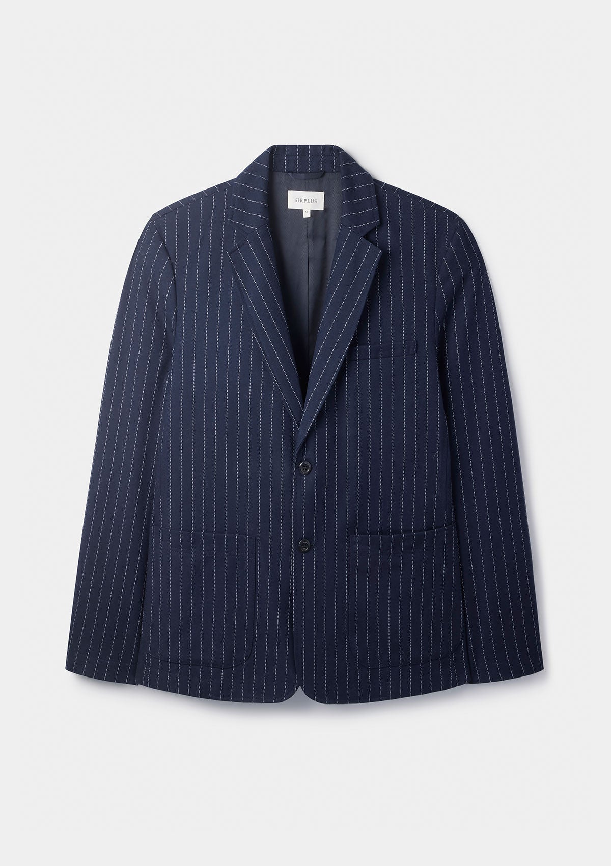 Navy Pinstripe Wool Blazer - Borderfree