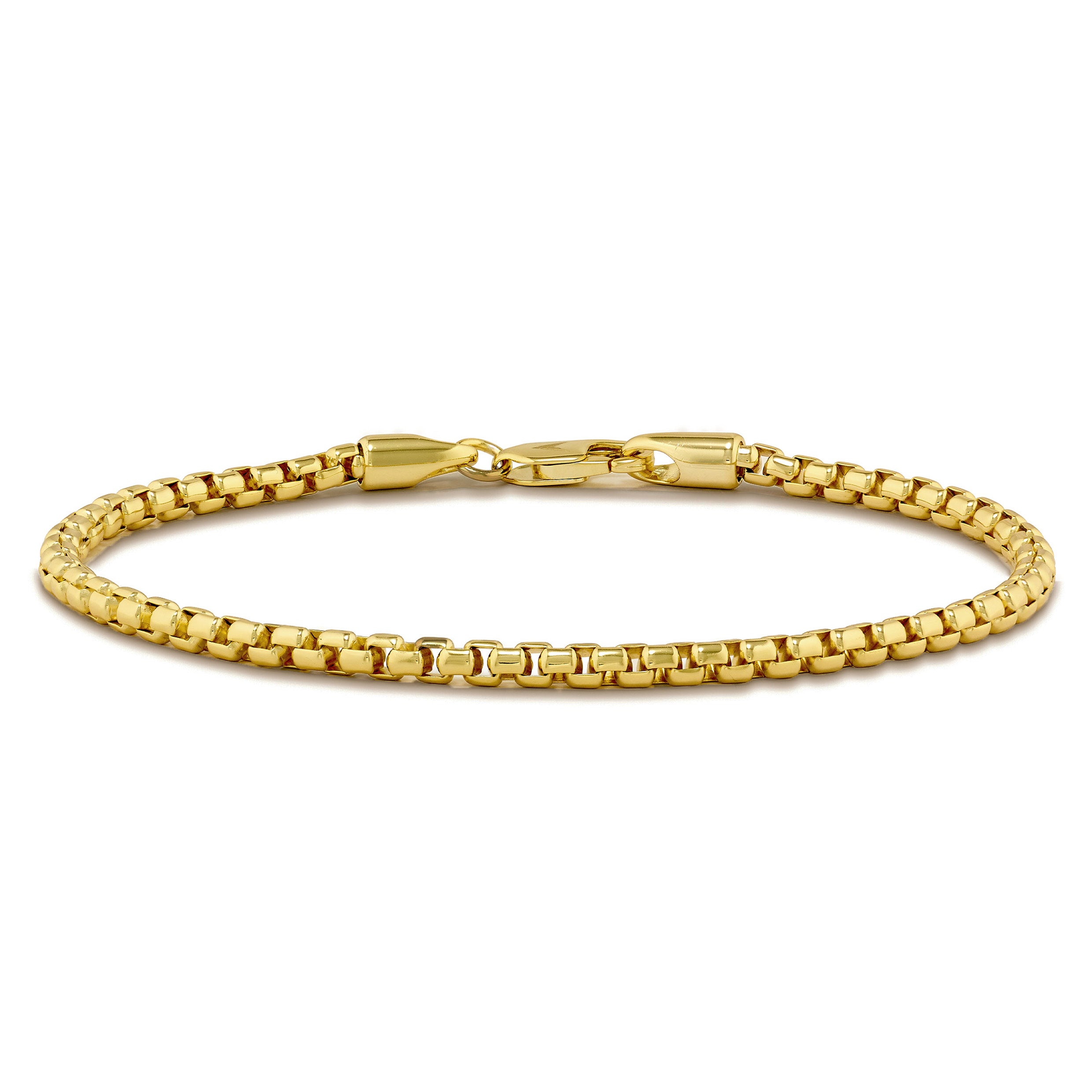 Box Chain Bracelet, 3MM - 14K Gold - Borderfree