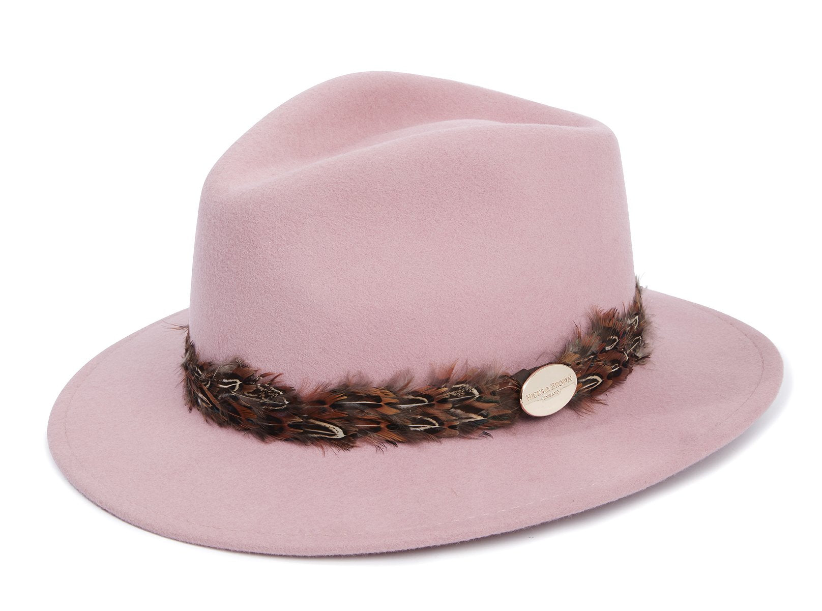 The Suffolk Fedora in Dusky Pink (Bronze Wrap) - Borderfree
